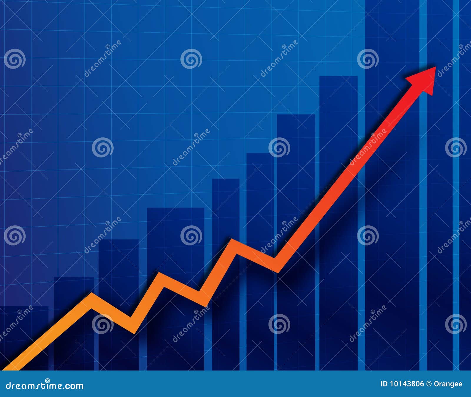 Bar Chart Illustrated with Red Arrow Stock Vector - Illustration of ...