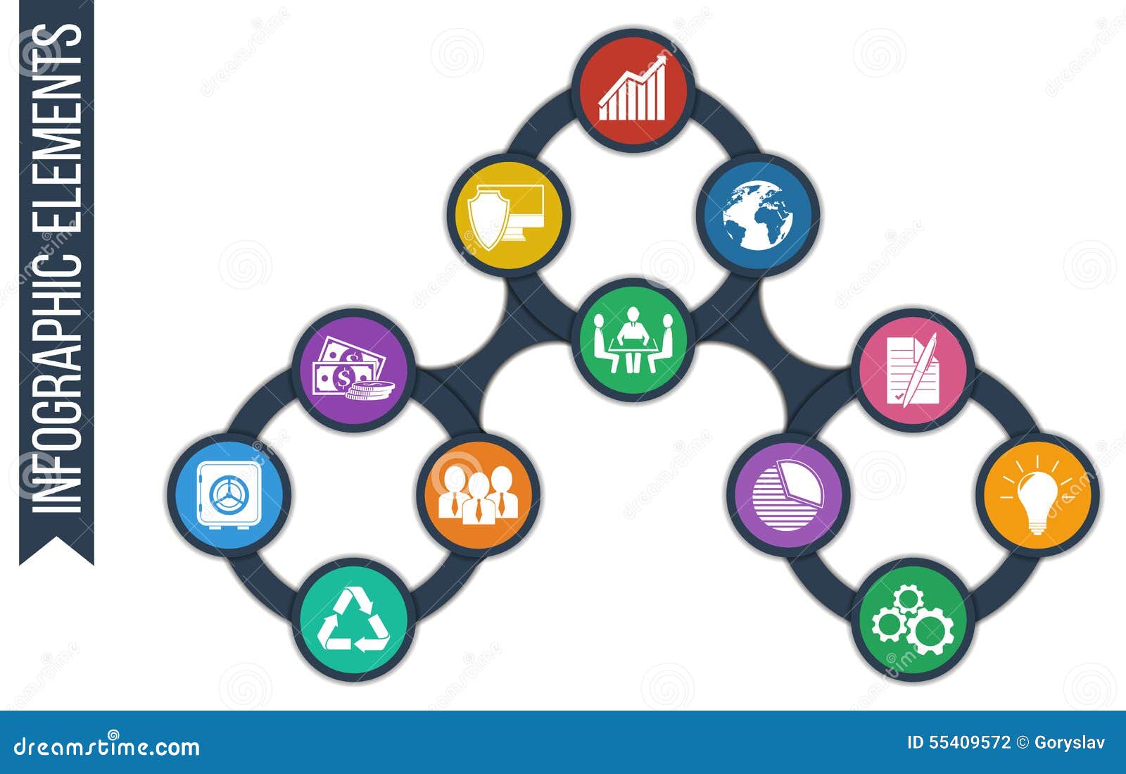 Growth Abstract Background with Connected Circles and Integrated Icons ... Growth Abstract Background with Connected Circles and Integrated Icons ...