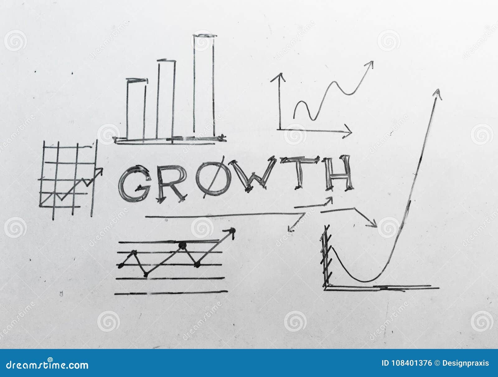 Growth Abstract Sketch on Whiteboard Stock Illustration - Illustration ...