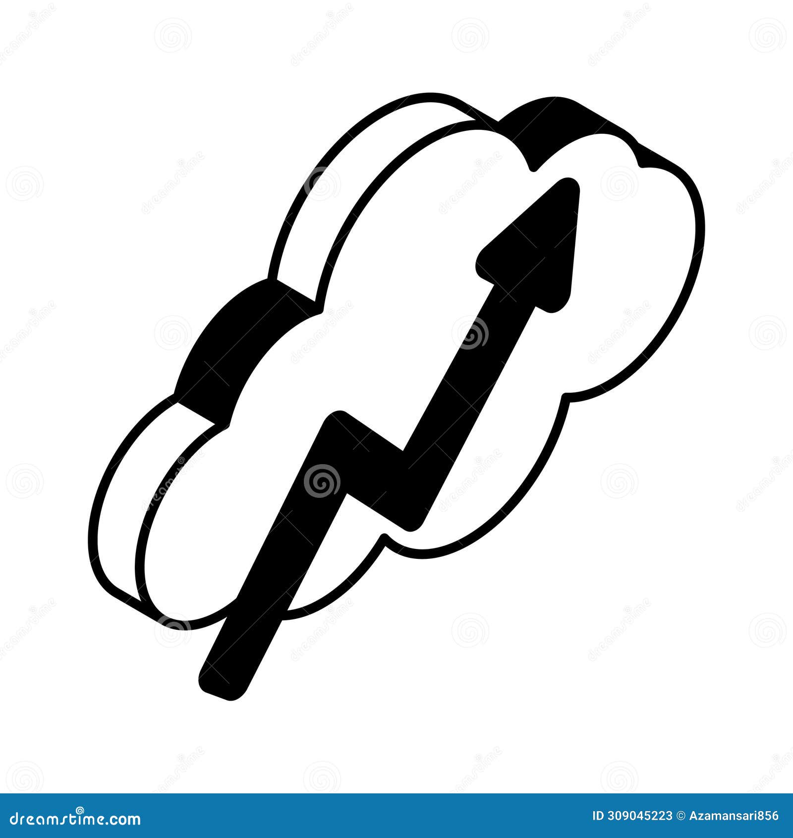 Growth Arrow with Cloud Isometric Vector of Cloud Statistics, Cloud ...