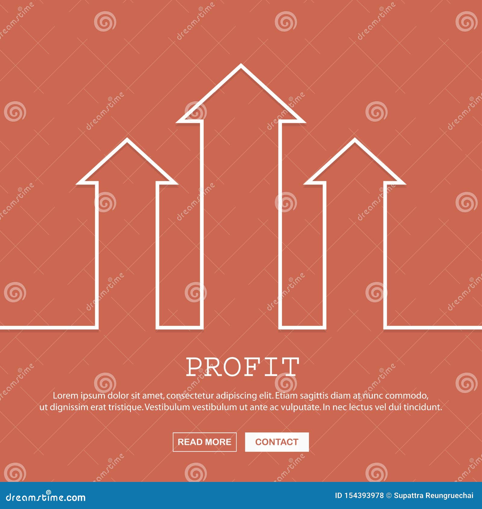 Growth Arrow Outline Stoke with Profit Concept. Stock Vector ...