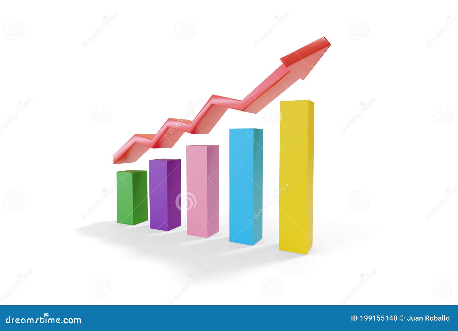 Growth Bar Chart with Arrow in Three Dimensions. 3D Illustration Stock ...