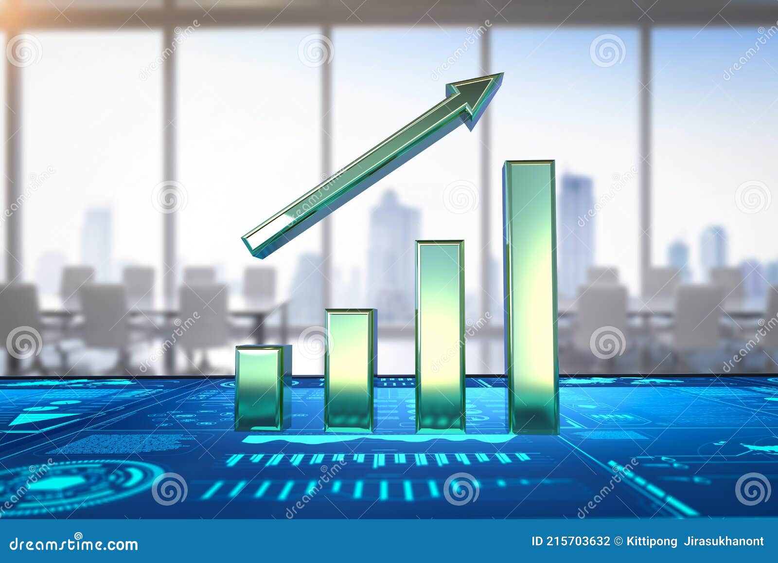 Growth Bar Graph with Graphic Display Stock Illustration - Illustration ...