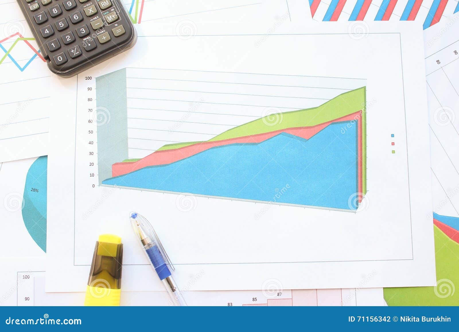 Growth in the Bulk Area Charts Stock Photo - Image of economy, business ...