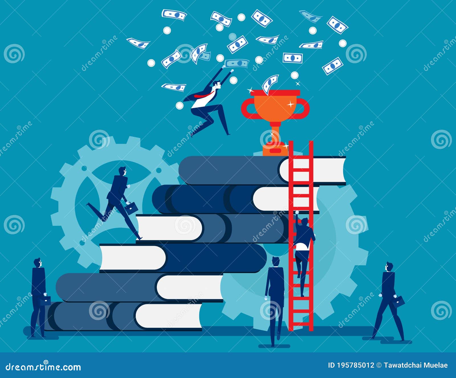 Ladder Of Success, Leading Up To An Open Door. Successful Business ...