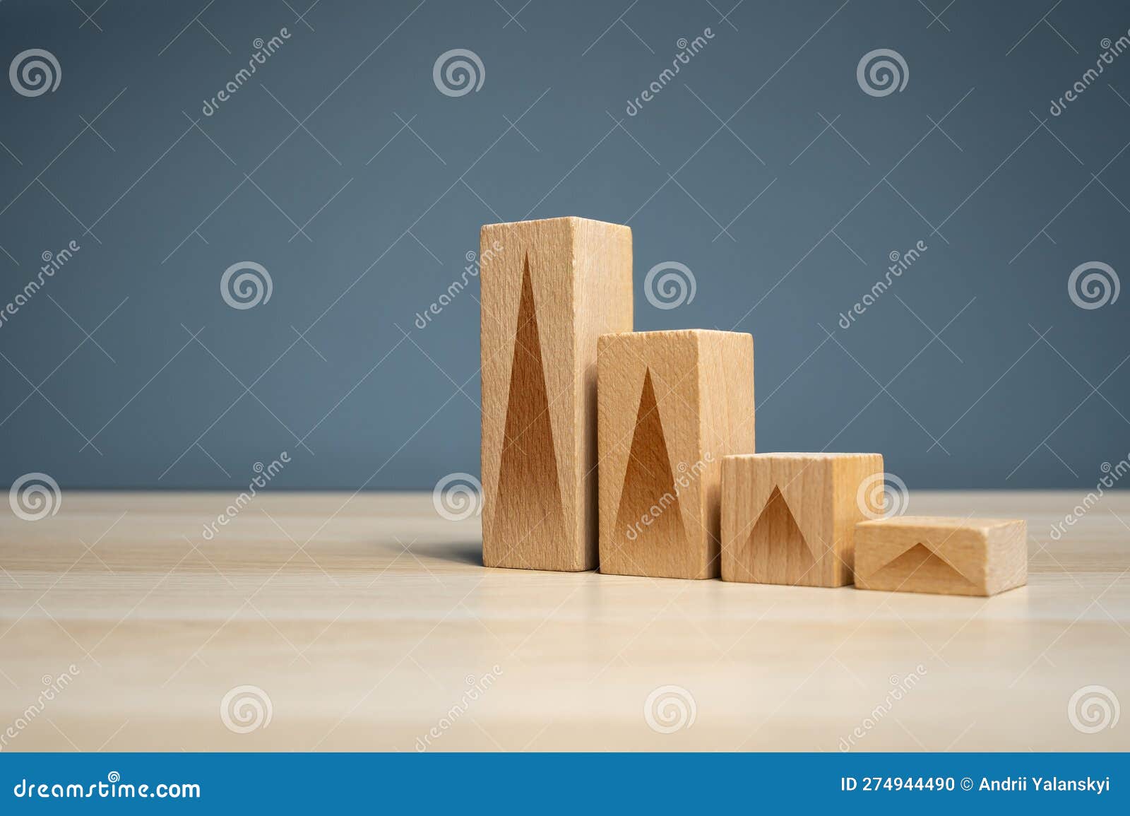 Growth Chart from Blocks with Arrows. Rise or Fall Concept. Follow the ...