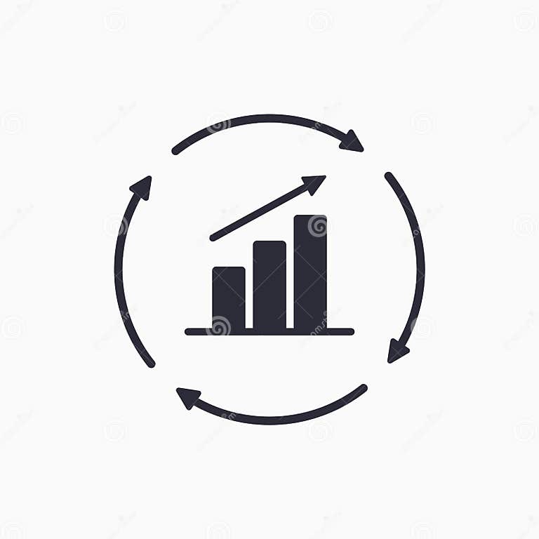 Growth Chart with Circular Arrows Icon. Continuous Growth Line Icon ...