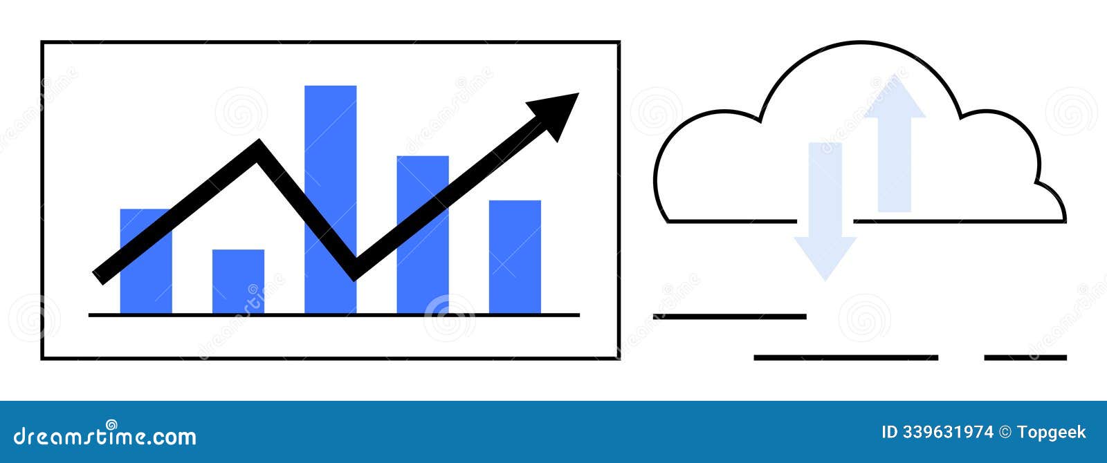 Growth Chart with Cloud Computing Symbols Representing Data Analysis ...