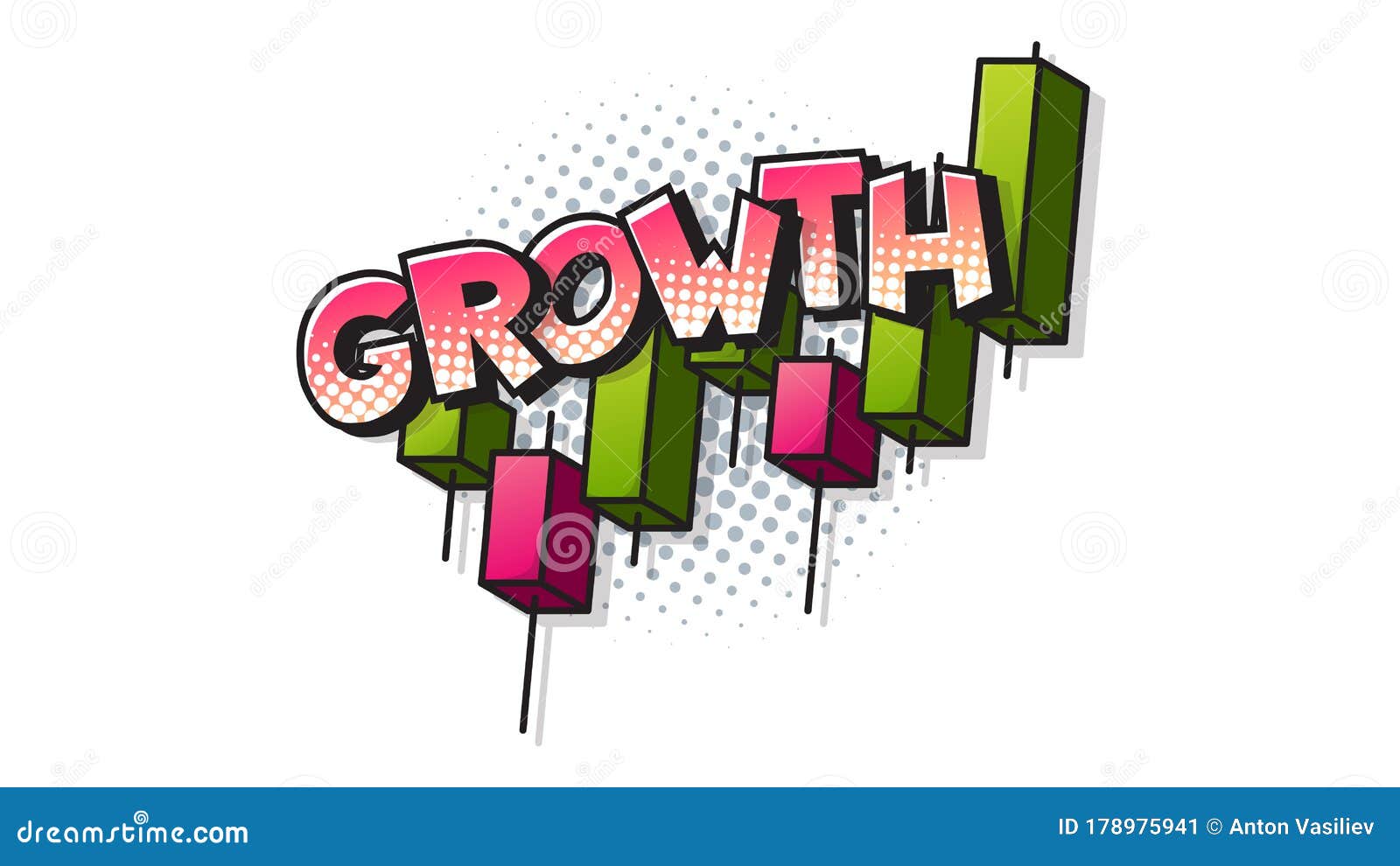 Growth Chart and Expression Text on a Comic Bubble with Halftone ...