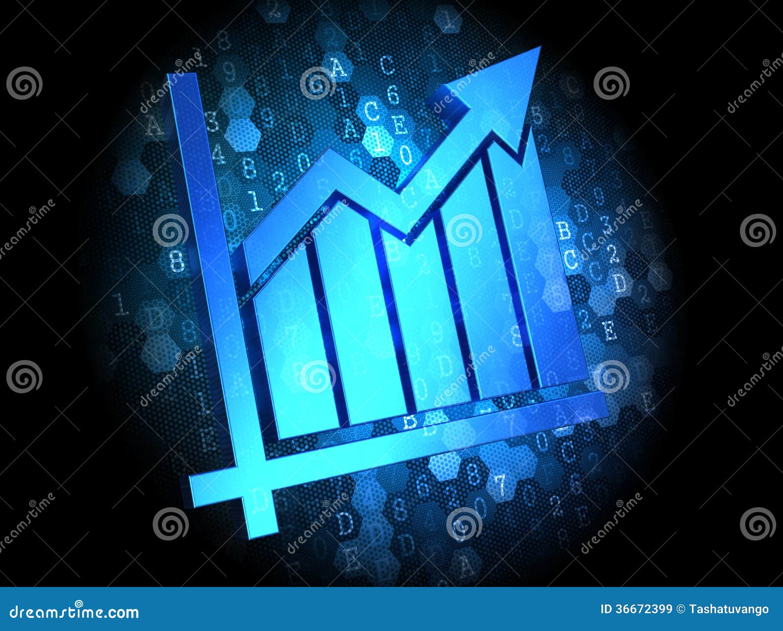 Growth Chart Icon on Digital Background. Stock Illustration ...