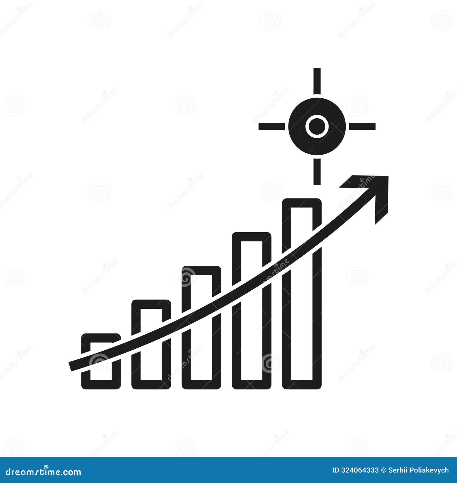 Growth Chart Icon. Rising Bar Graph. Target Achievement Symbol ...