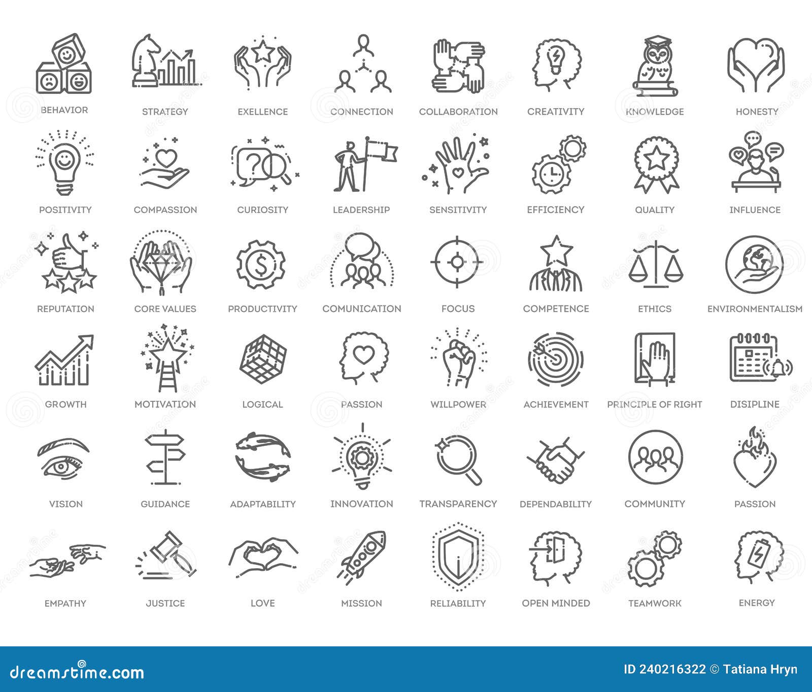 Core Values Line Icons. Vector Outline Symbols | CartoonDealer.com ...