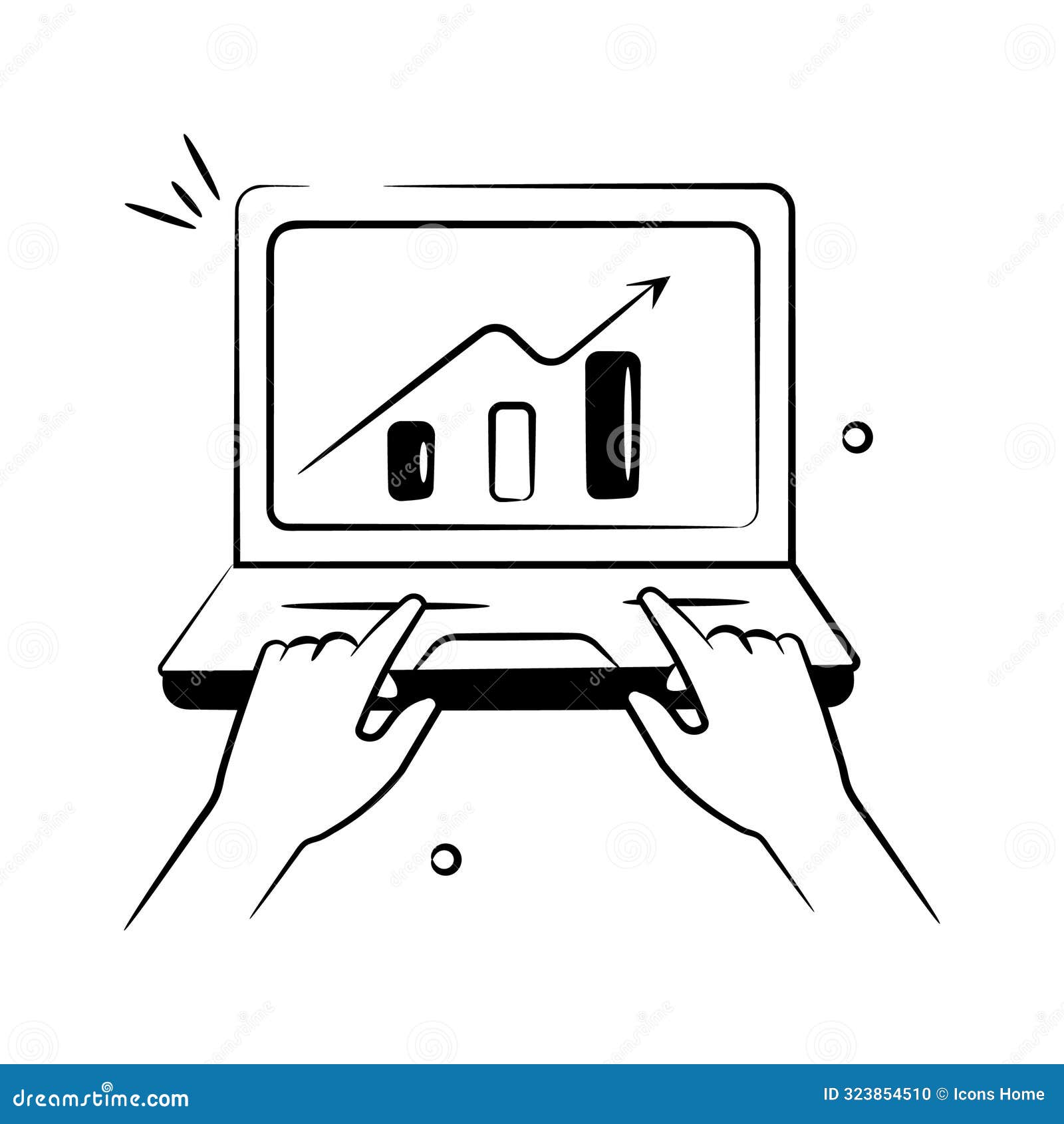 Growth Chart Inside Laptop Showing Concept Icon of Online Analytics or ...