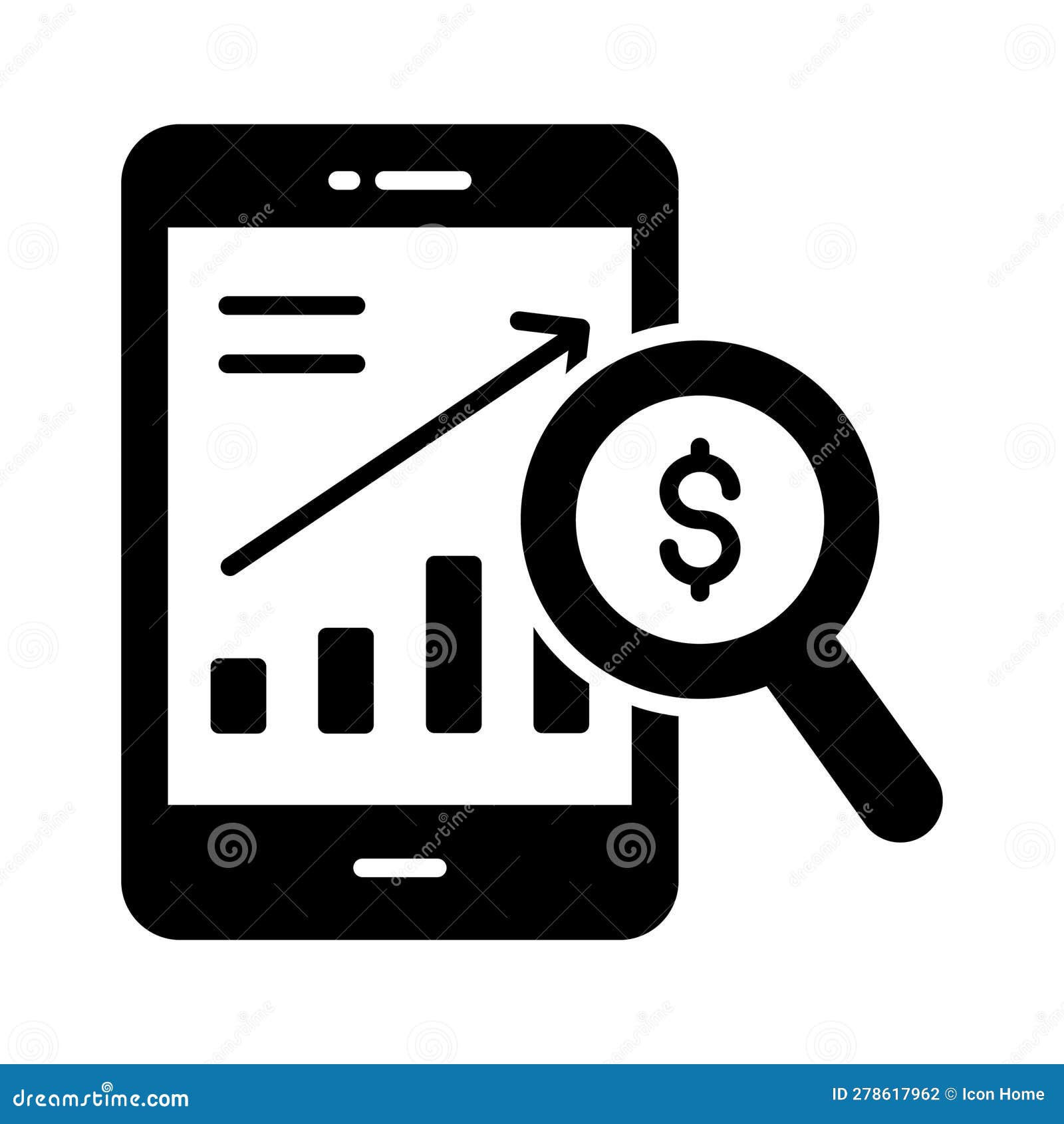 Growth Chart Inside Mobile with Magnifier Showing Vector of Mobile Data ... Growth Chart Inside Mobile with Magnifier Showing Vector of Mobile Data ...