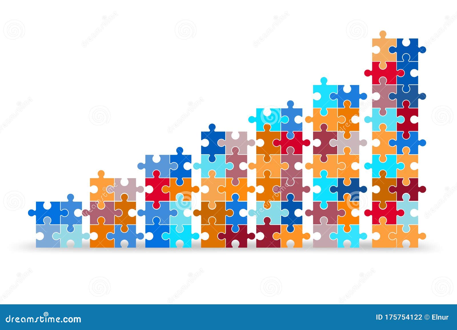 Growth Chart Made of Jigsaw Puzzle Pieces - 3d Rendering Stock ...