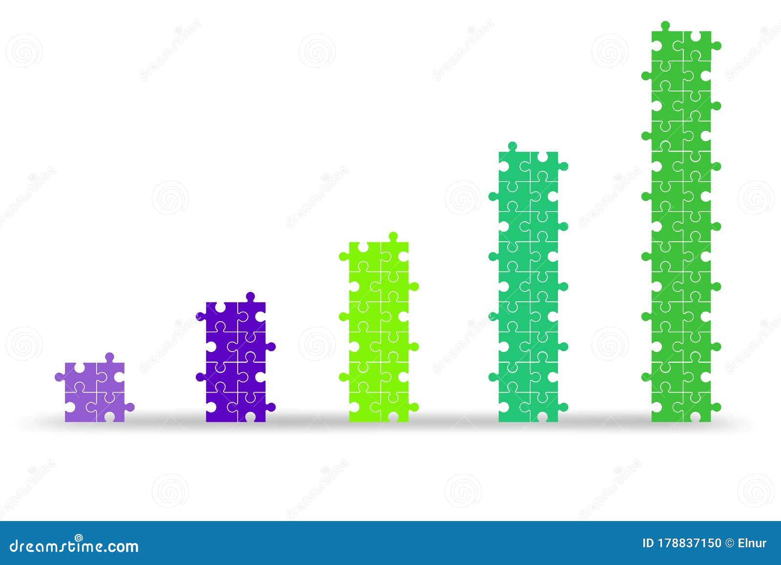 Growth Chart Made of Jigsaw Puzzle Pieces - 3d Rendering Stock ...