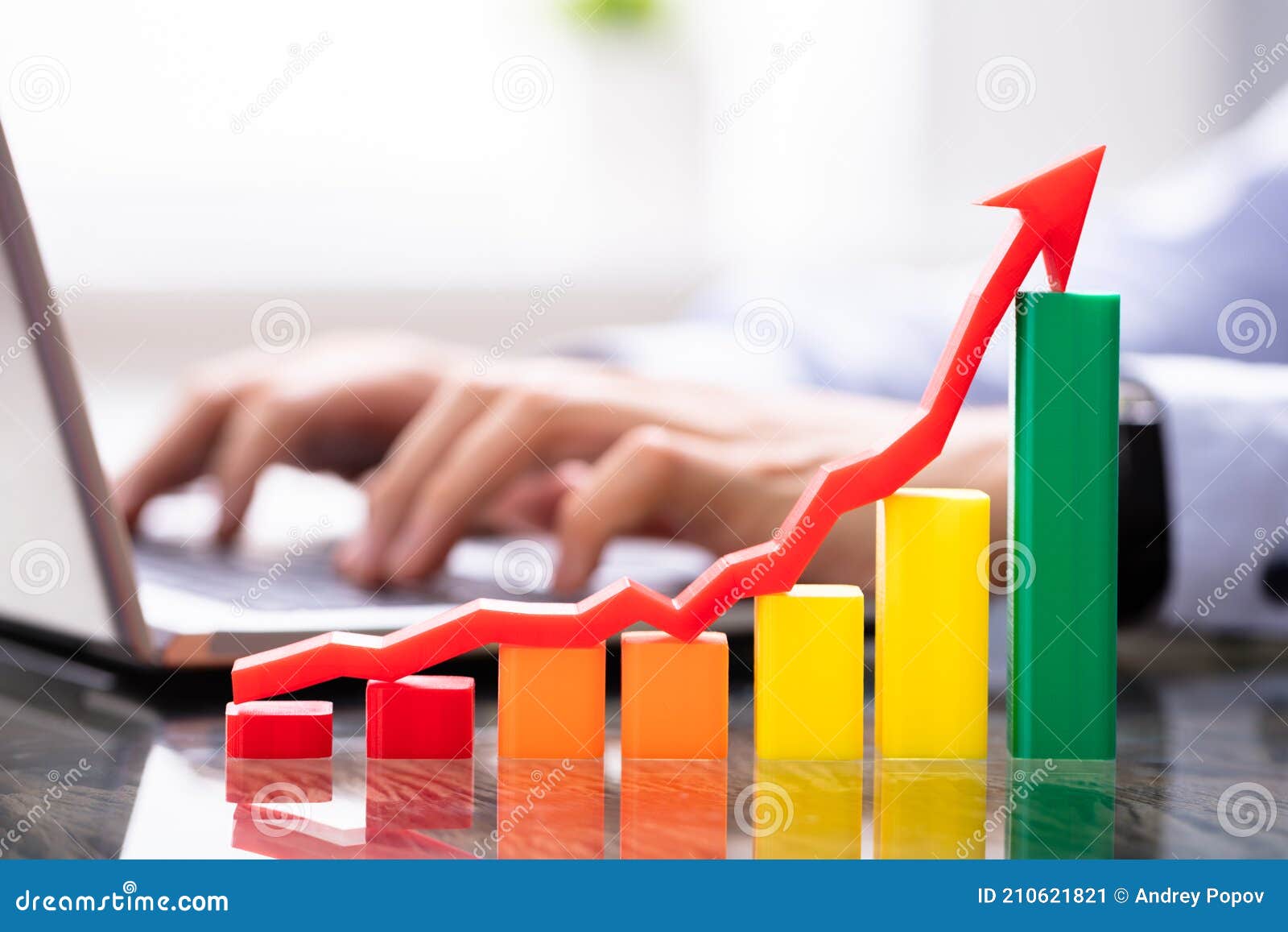 Growth Chart Near Laptop stock image. Image of laptop - 210621821