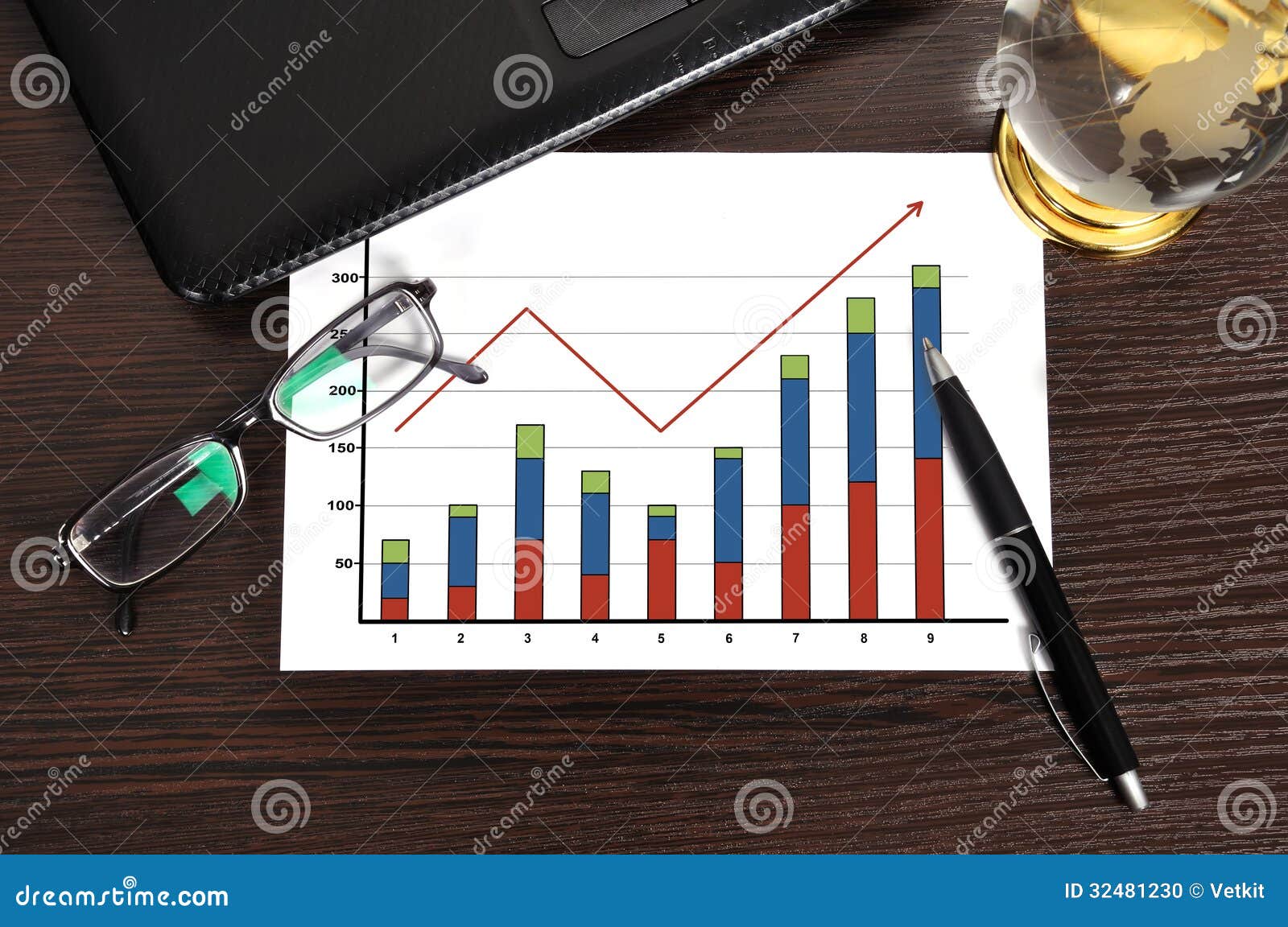 Growth chart on paper stock photo. Image of company, balance - 32481230