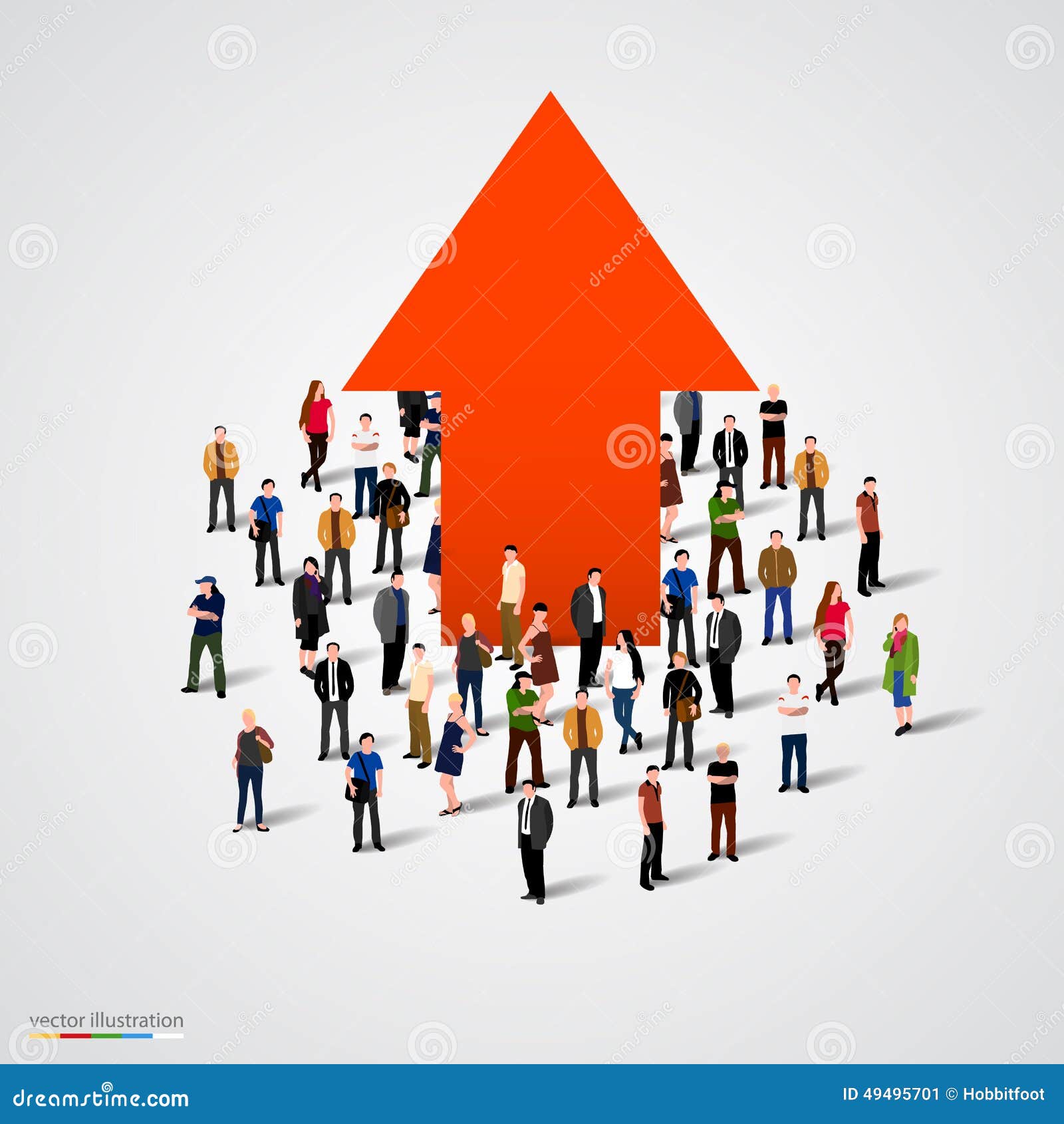 Growth Chart and Progress in People Crowd. Stock Vector - Illustration ...