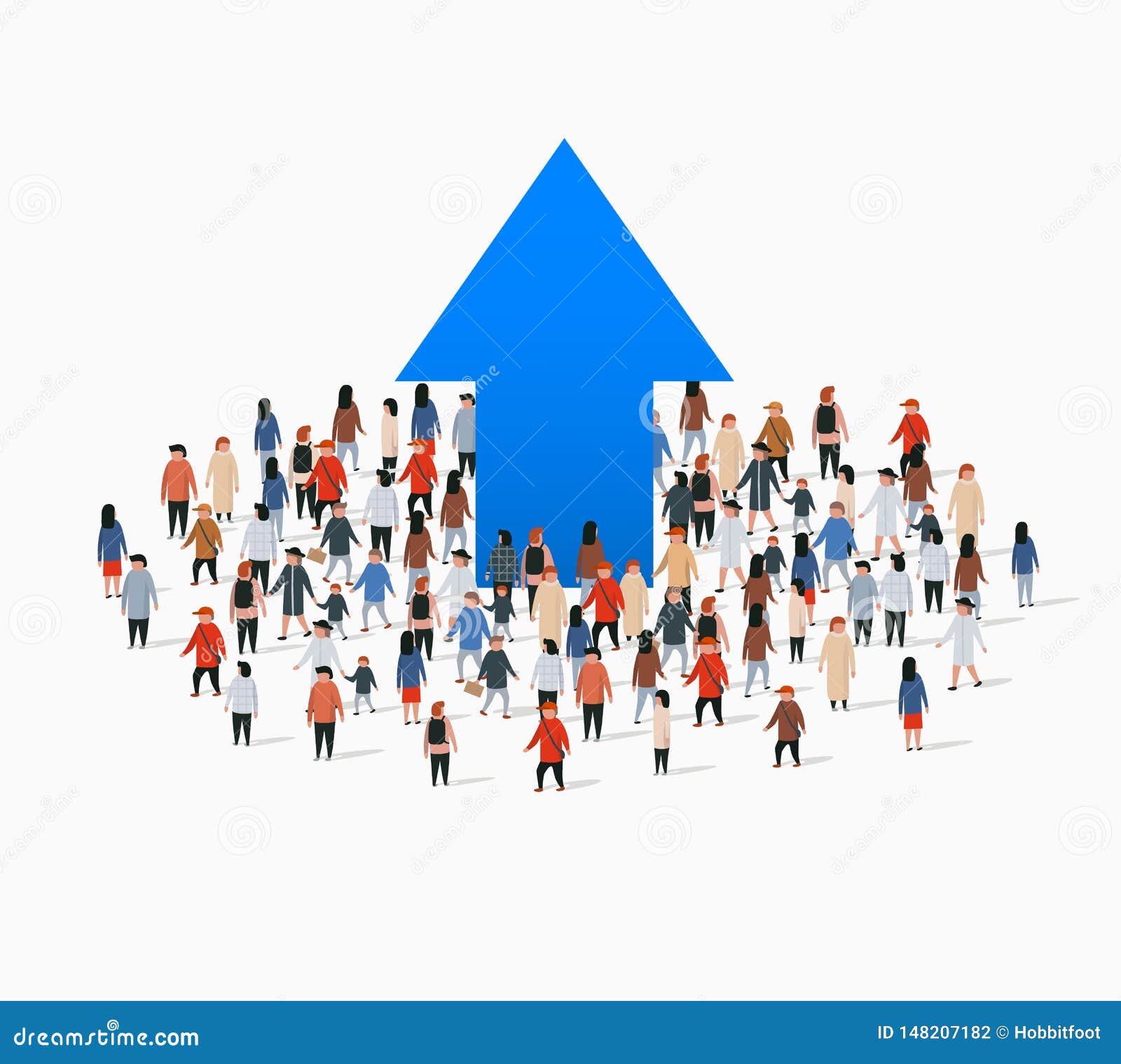 Growth Chart and Progress in People Crowd. Stock Vector - Illustration ...
