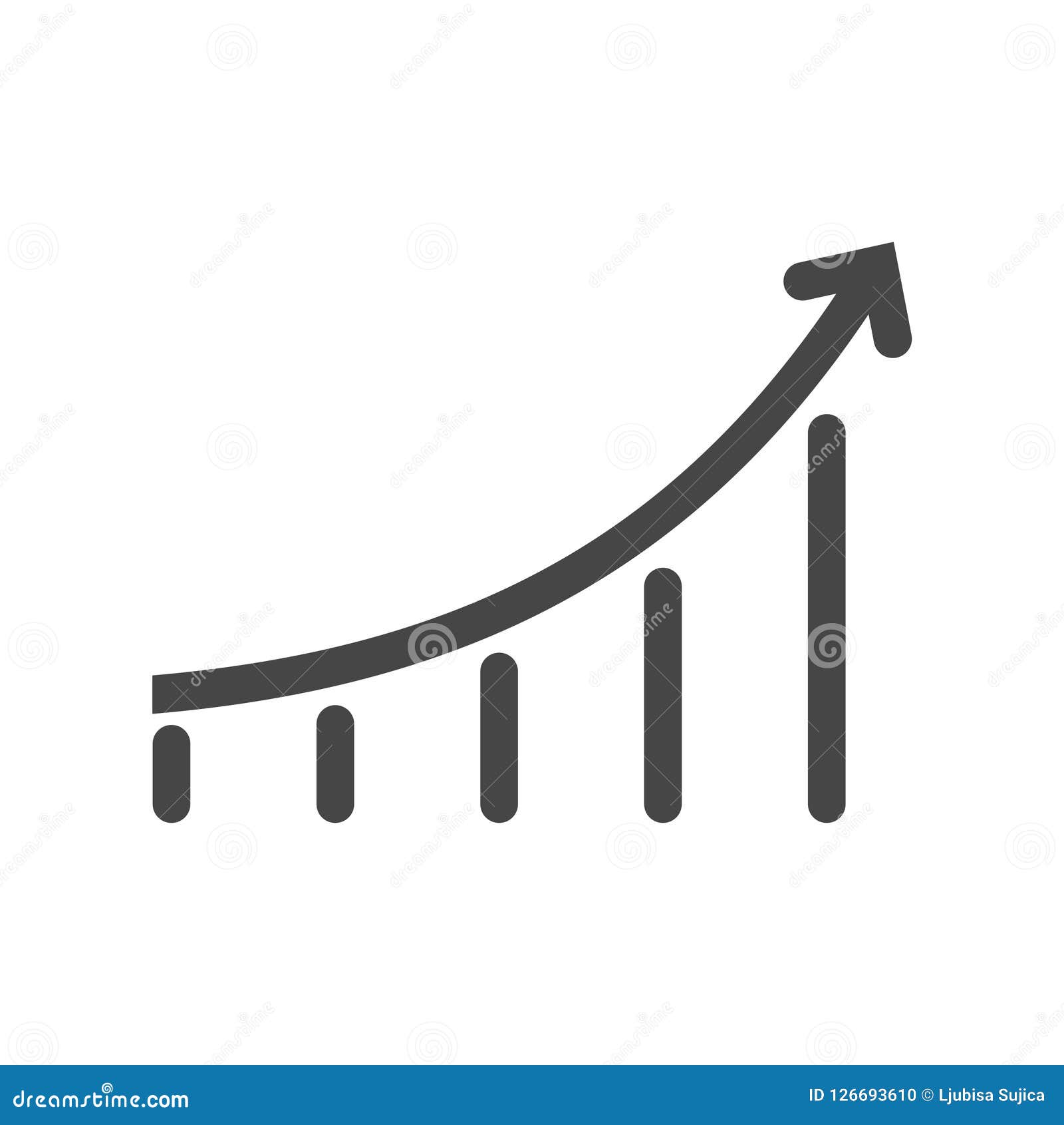 Growth Chart, Simple Line Vector Icon on White Stock Vector ...
