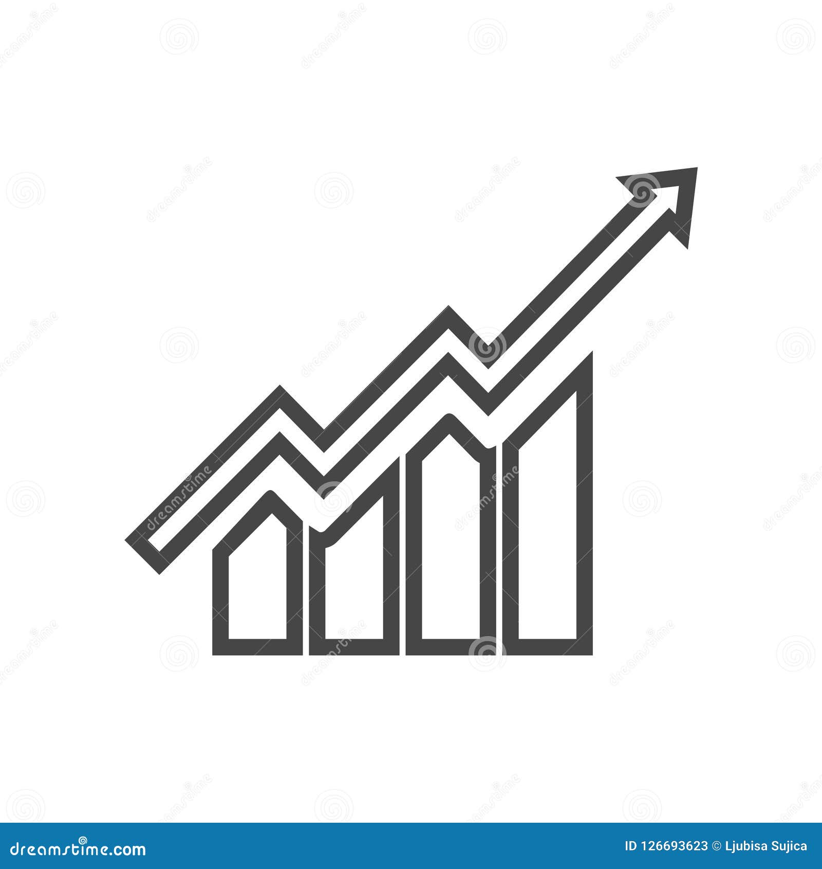 Growth Chart, Simple Line Vector Icon on White Stock Illustration ...