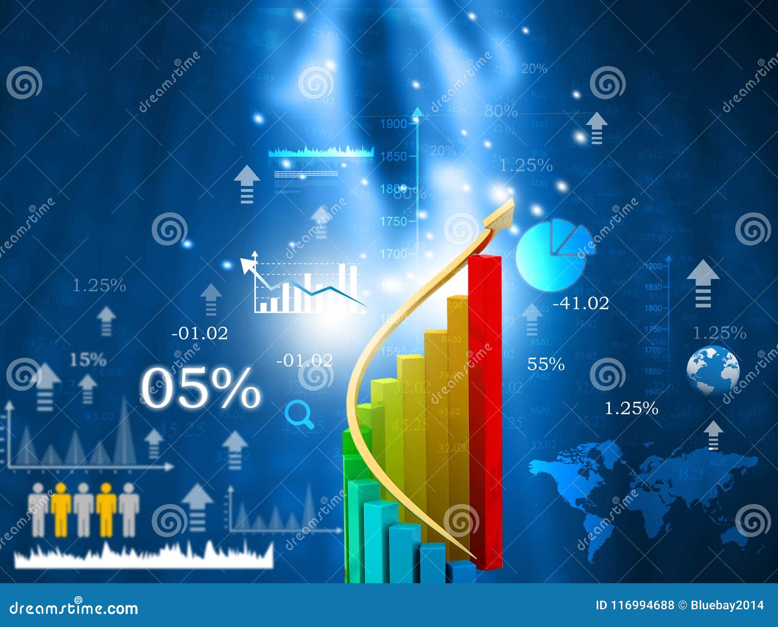 Growth Chart of Stock Exchange Stock Illustration - Illustration of ...