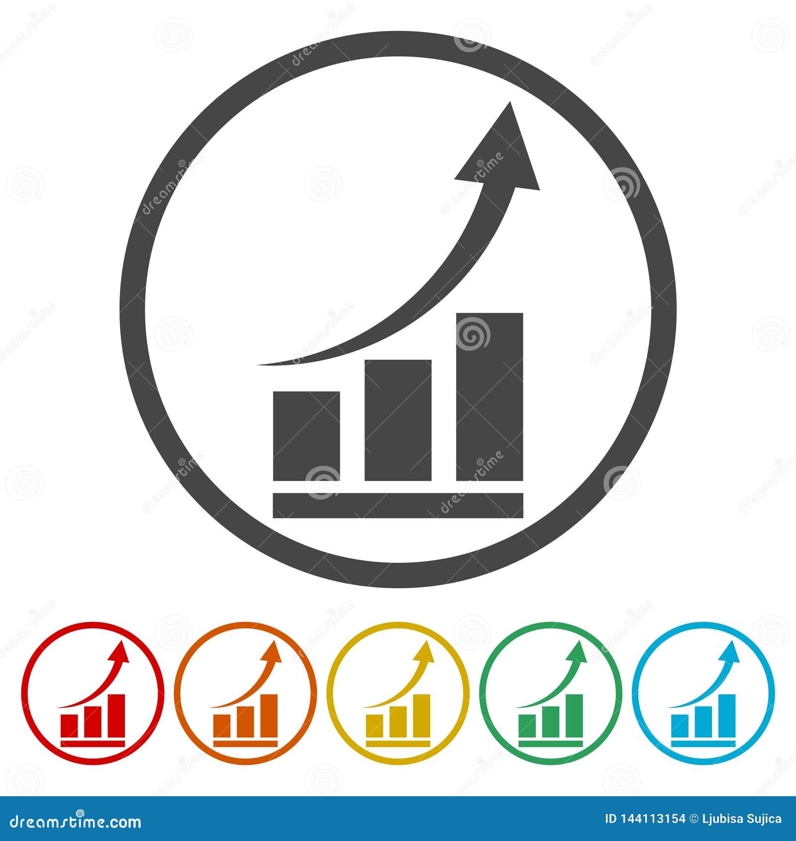 Growth chart - vector icon stock vector. Illustration of chart - 144113154