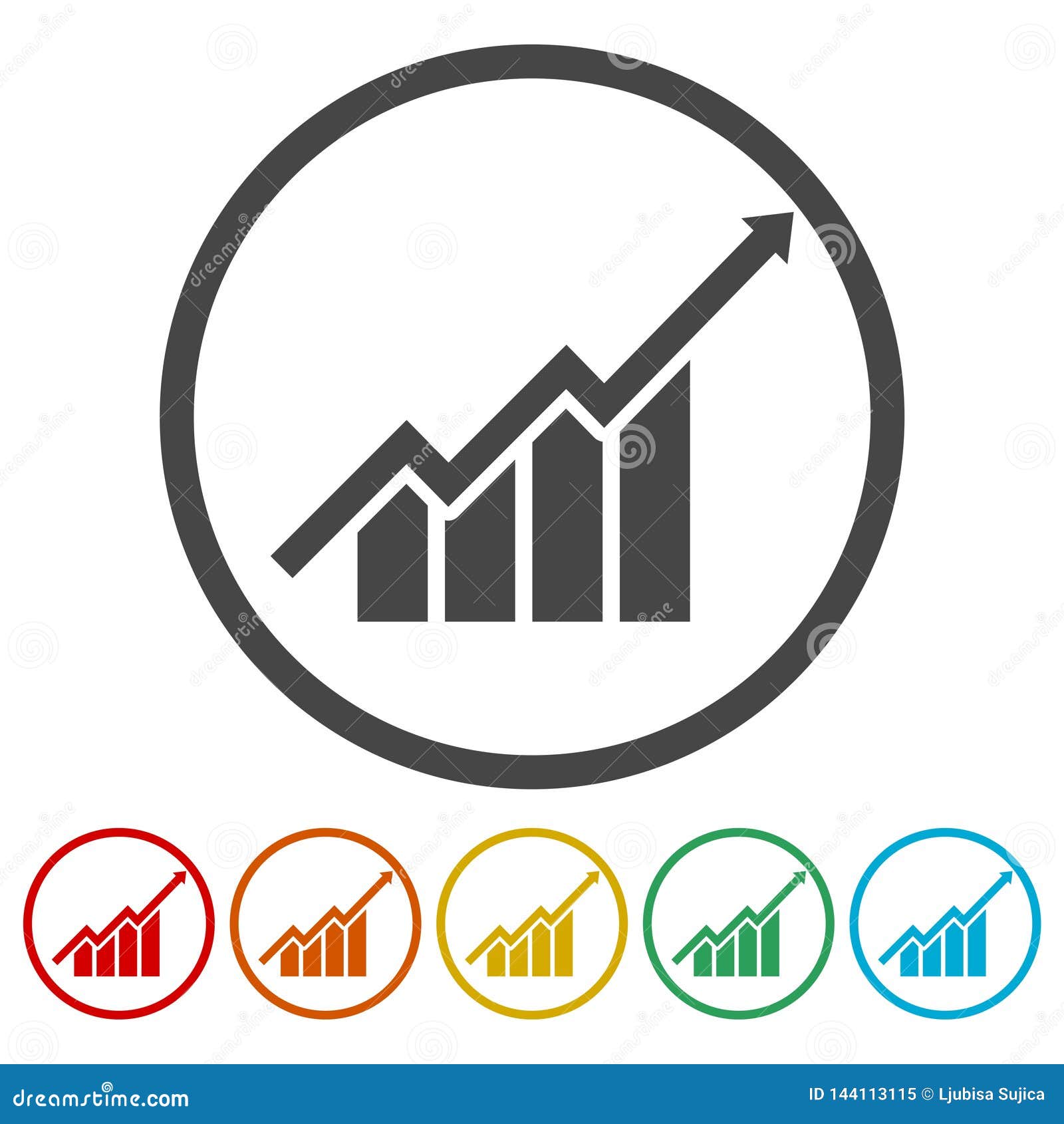 Growth chart - vector icon stock vector. Illustration of bank - 144113115