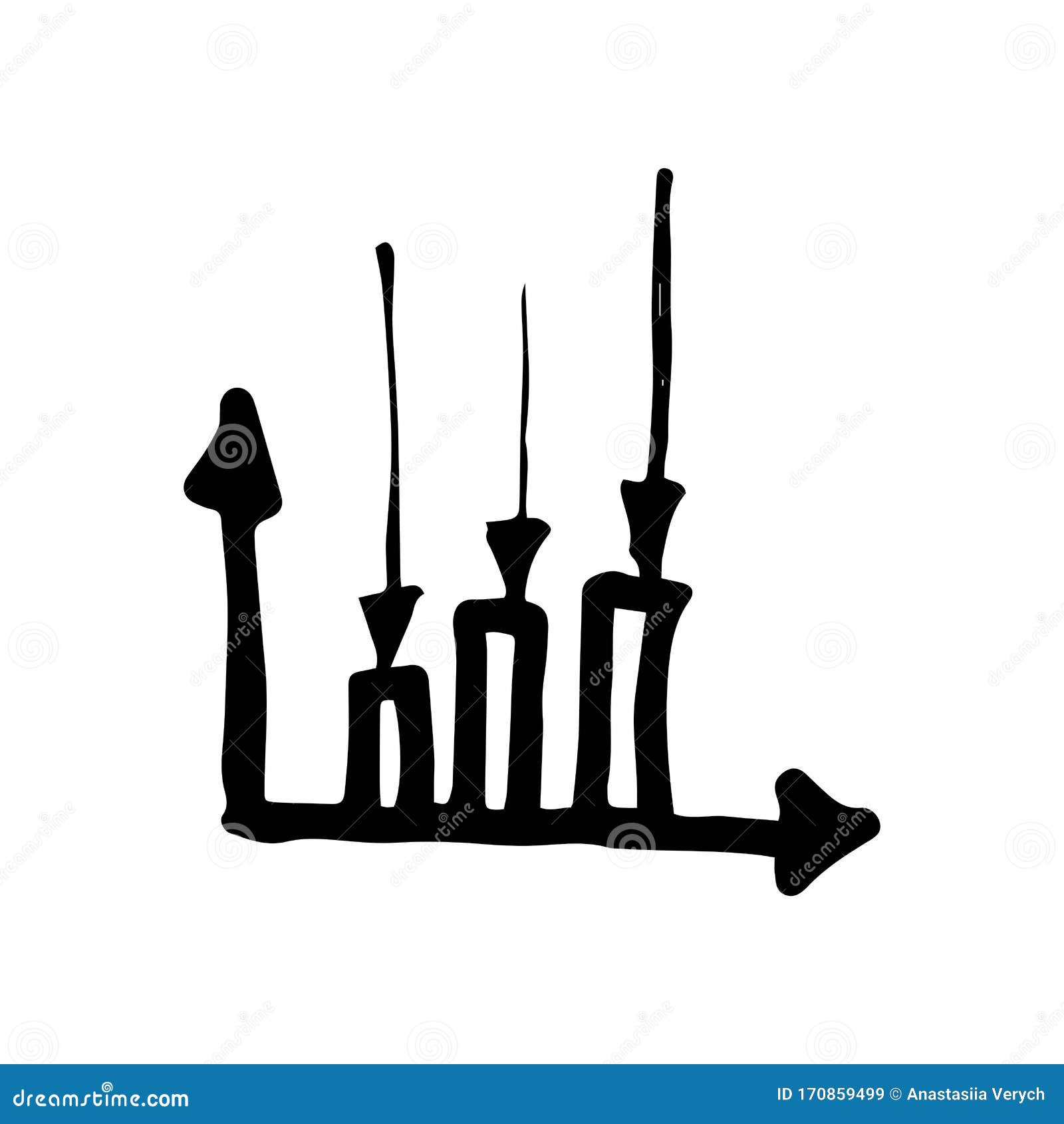 Growth Chart of Your Business. Vector Outline Illustration. Scheme for ...
