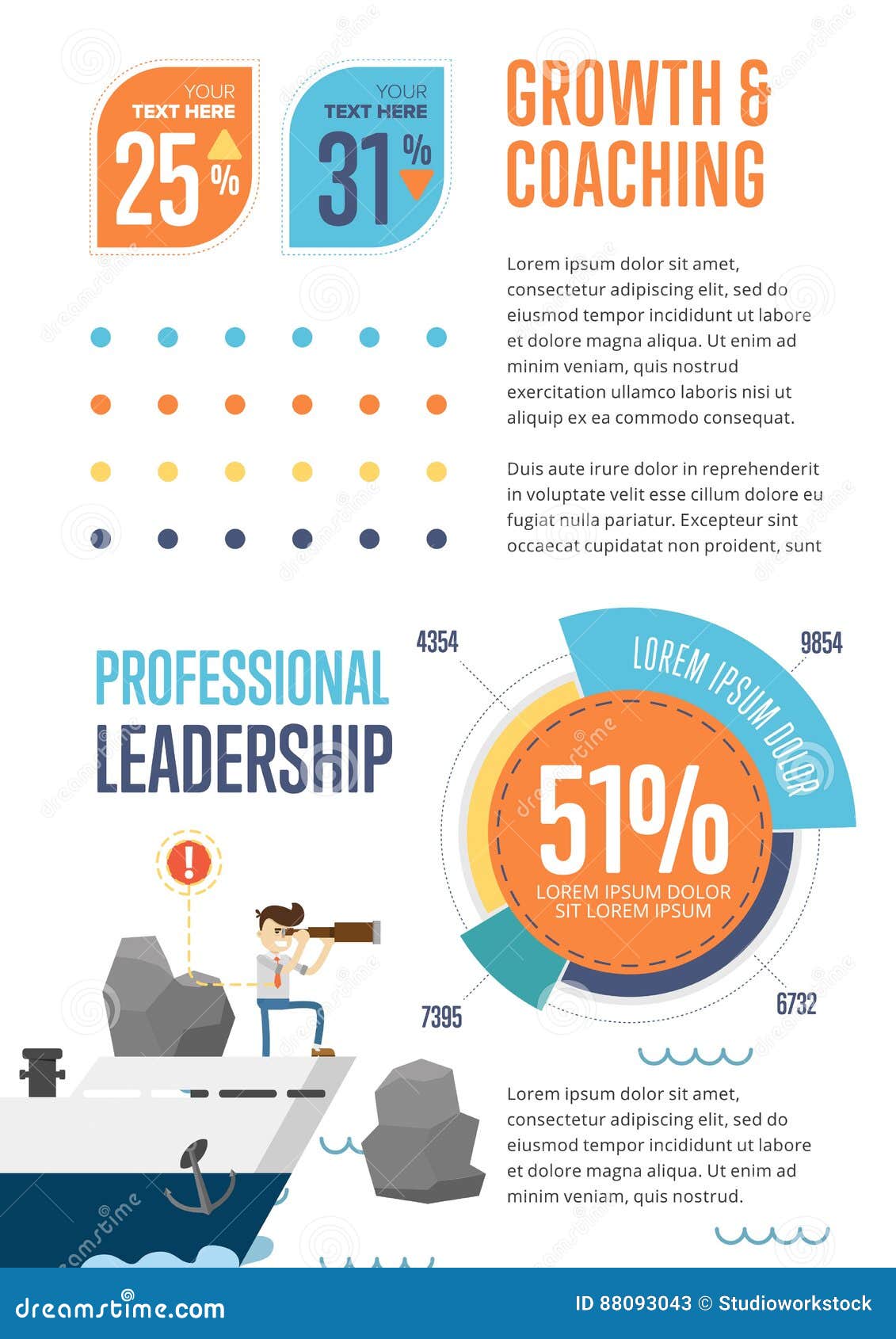 Growth and Coaching Banner with Pie Chart Stock Vector - Illustration ...