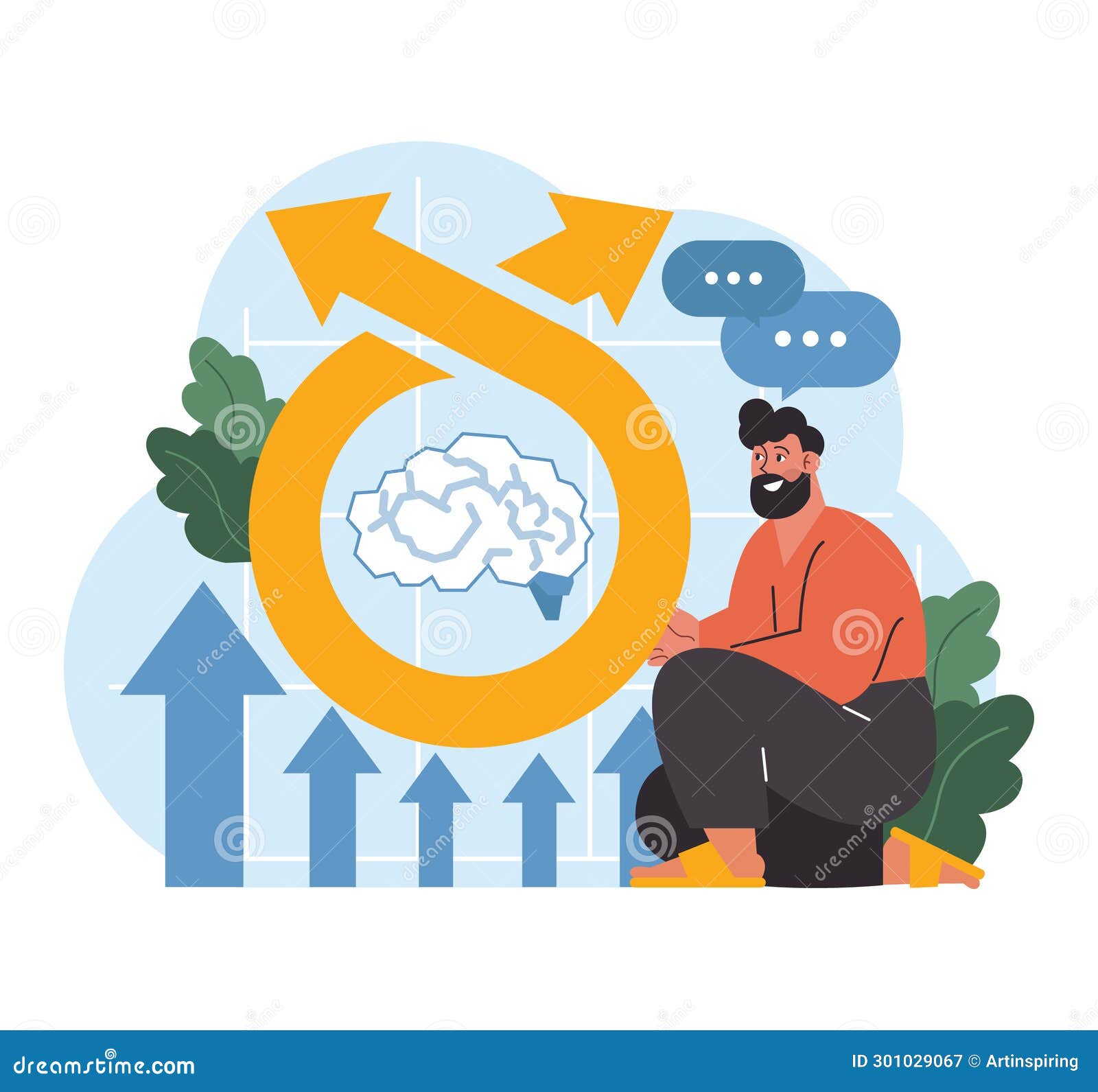 Growth in Cognition. Flat Vector Illustration Stock Illustration ...