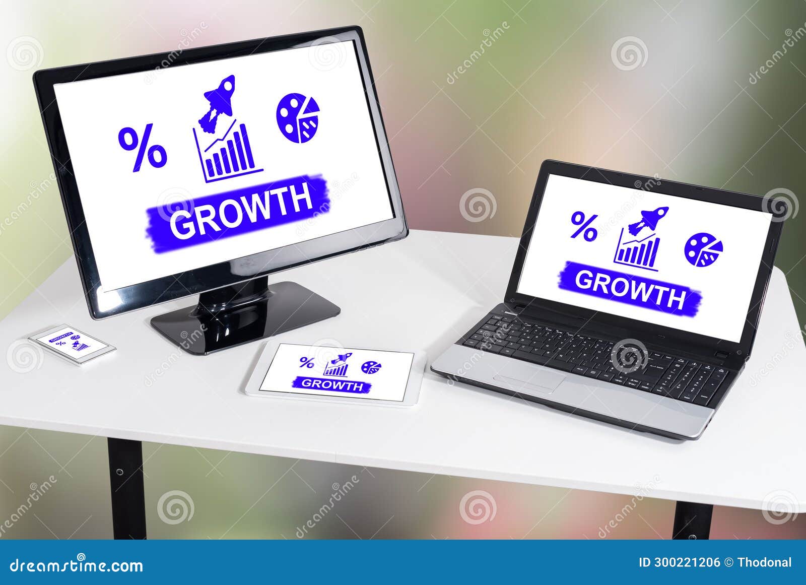 Growth Concept on Different Devices Stock Photo - Image of symbol ...