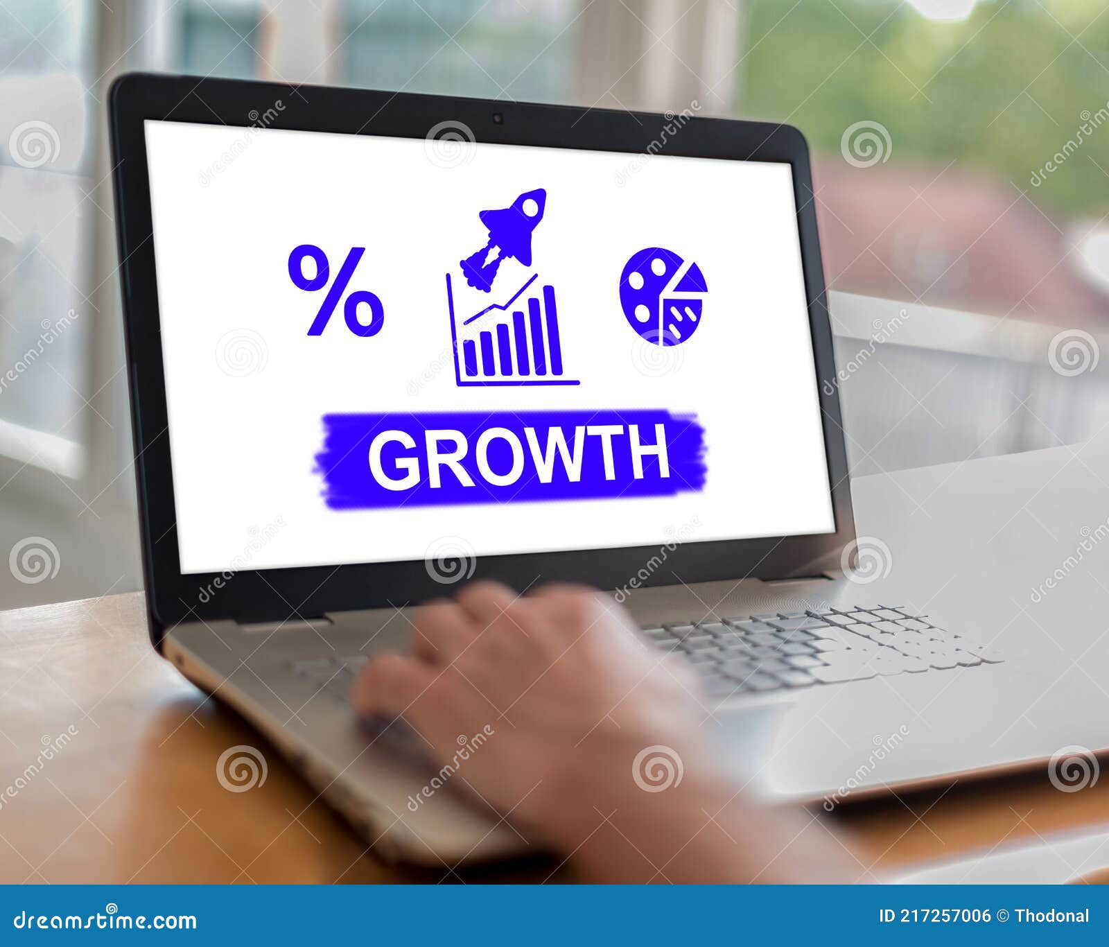 Growth concept on a laptop stock photo. Image of success - 217257006