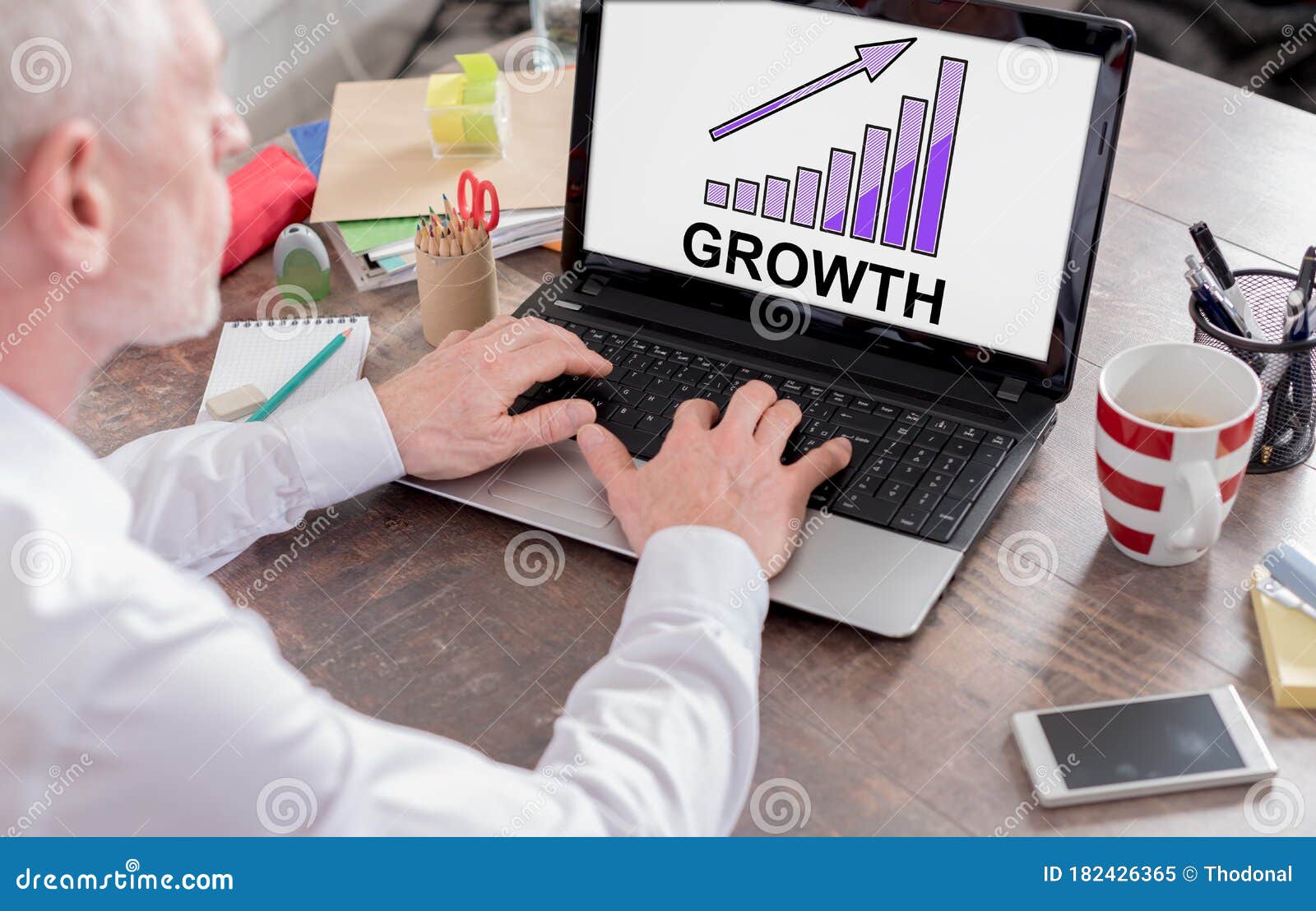 Growth Concept on a Laptop Screen Stock Image - Image of growth ...