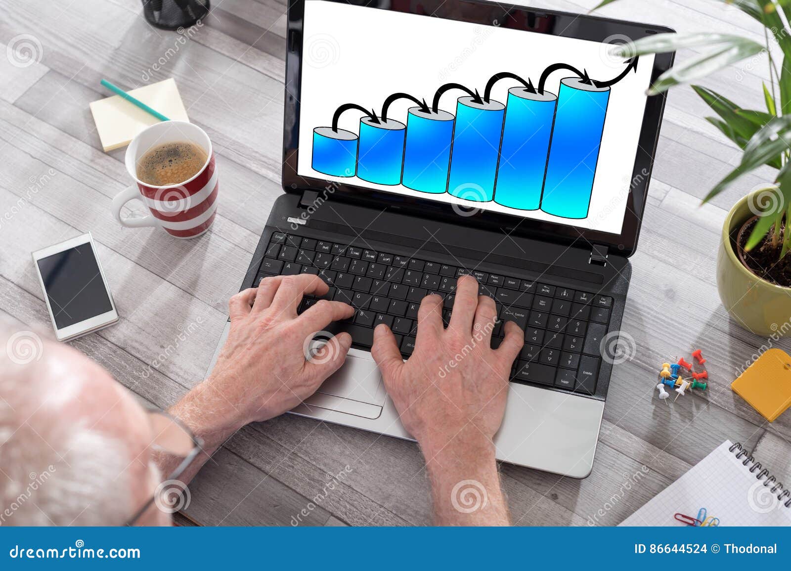 Growth Concept on a Laptop Screen Stock Photo - Image of arrow, symbol ...