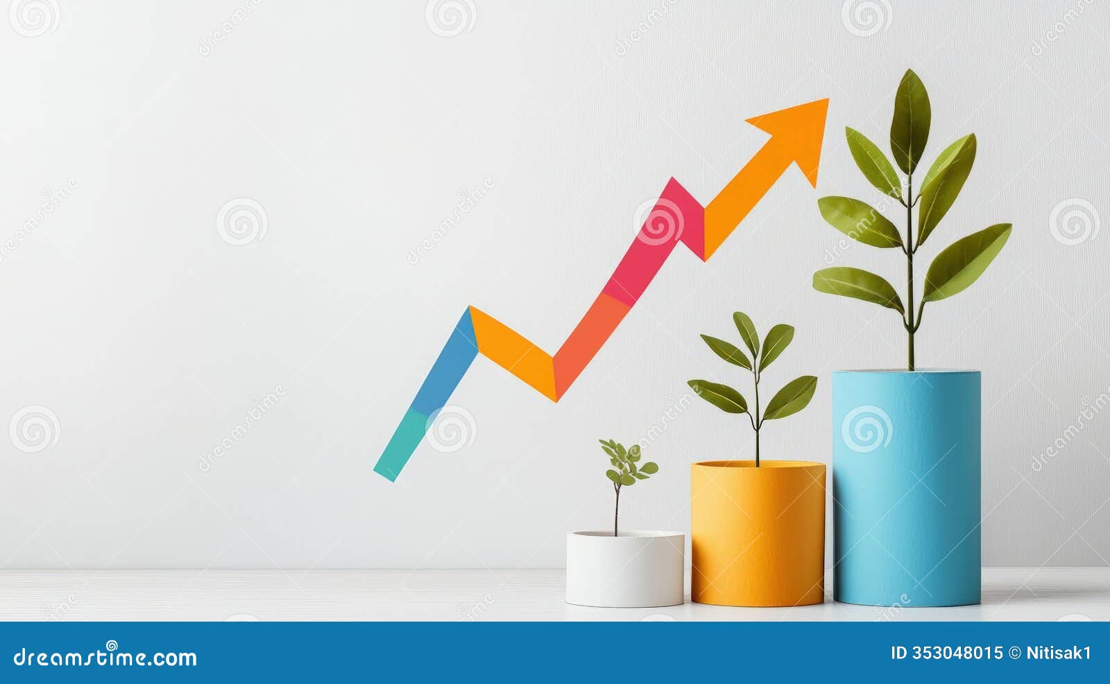 Growth Concept with Plants and Graph Symbols Stock Illustration ...
