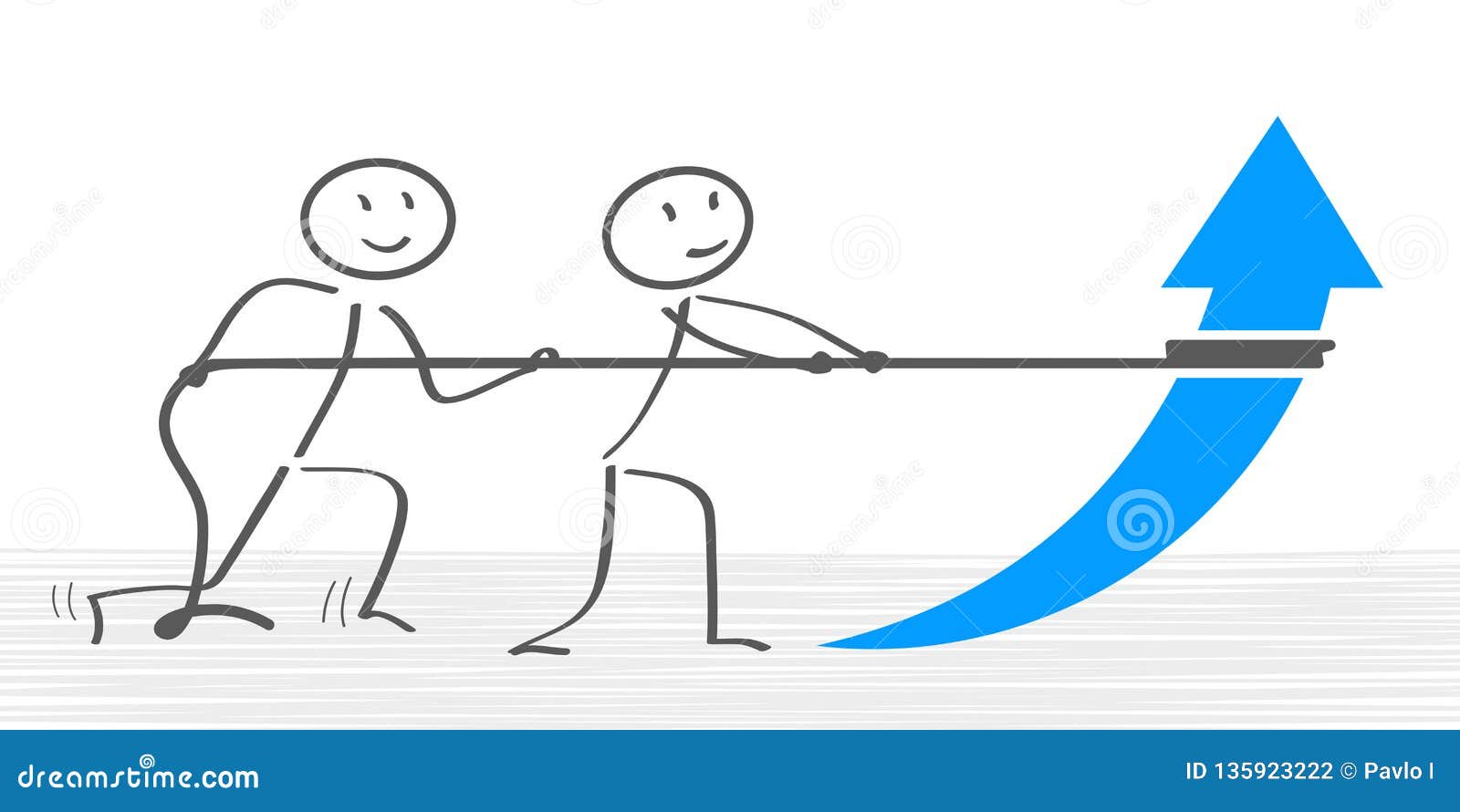 Growth Concept: Two Man Pull Up an Arrow - Vector Stock Illustration ...