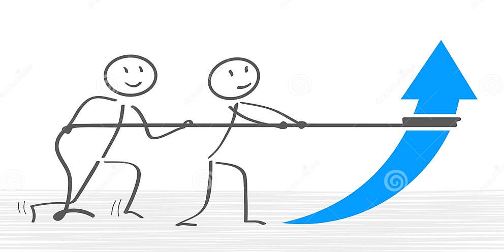 Growth Concept: Two Man Pull Up an Arrow - Vector Stock Illustration ...