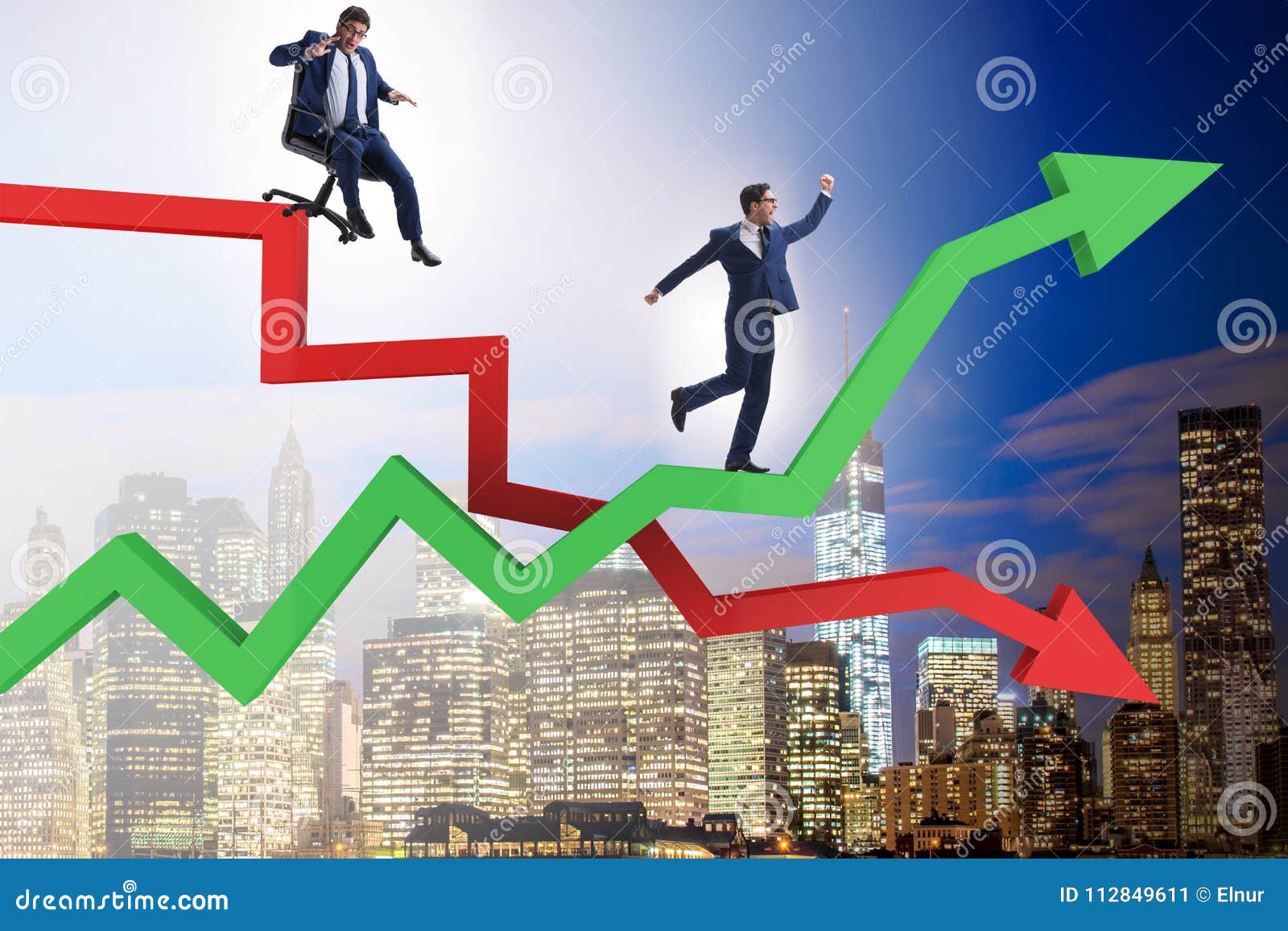 The Growth and Decline Concept with Businessmen Stock Image - Image of ...