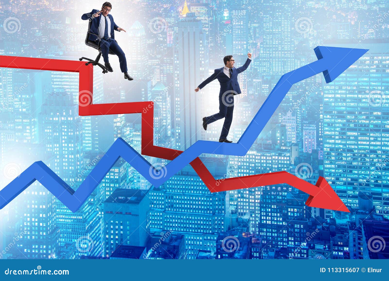 The Growth and Decline Concept with Businessmen Stock Illustration ...