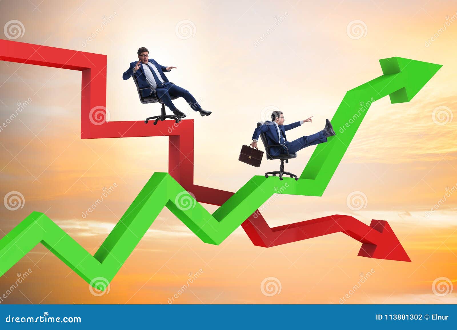 The Growth and Decline Concept with Businessmen Stock Photo - Image of ...