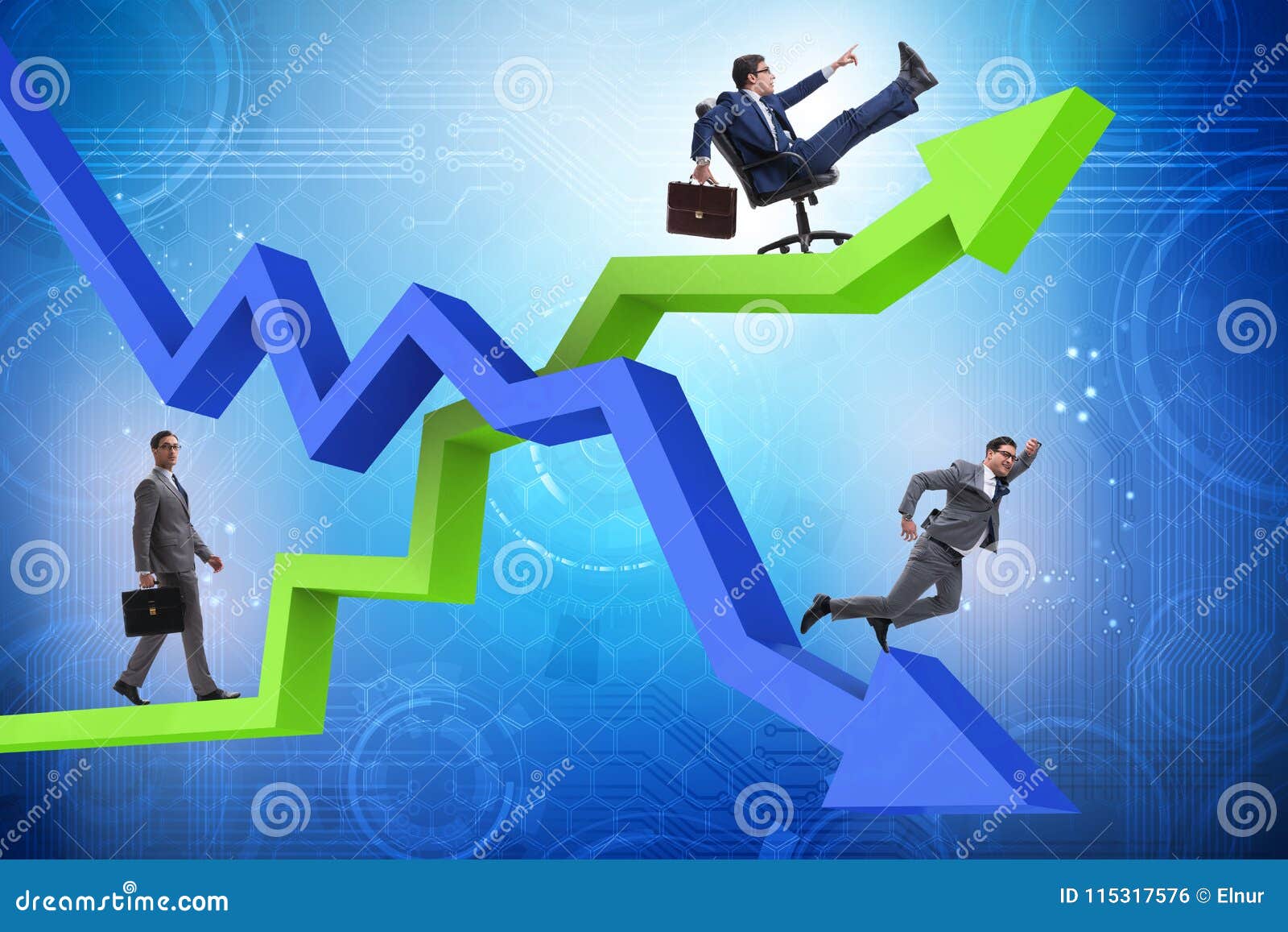 The Growth and Decline Concept with Businessmen Stock Photo - Image of ...