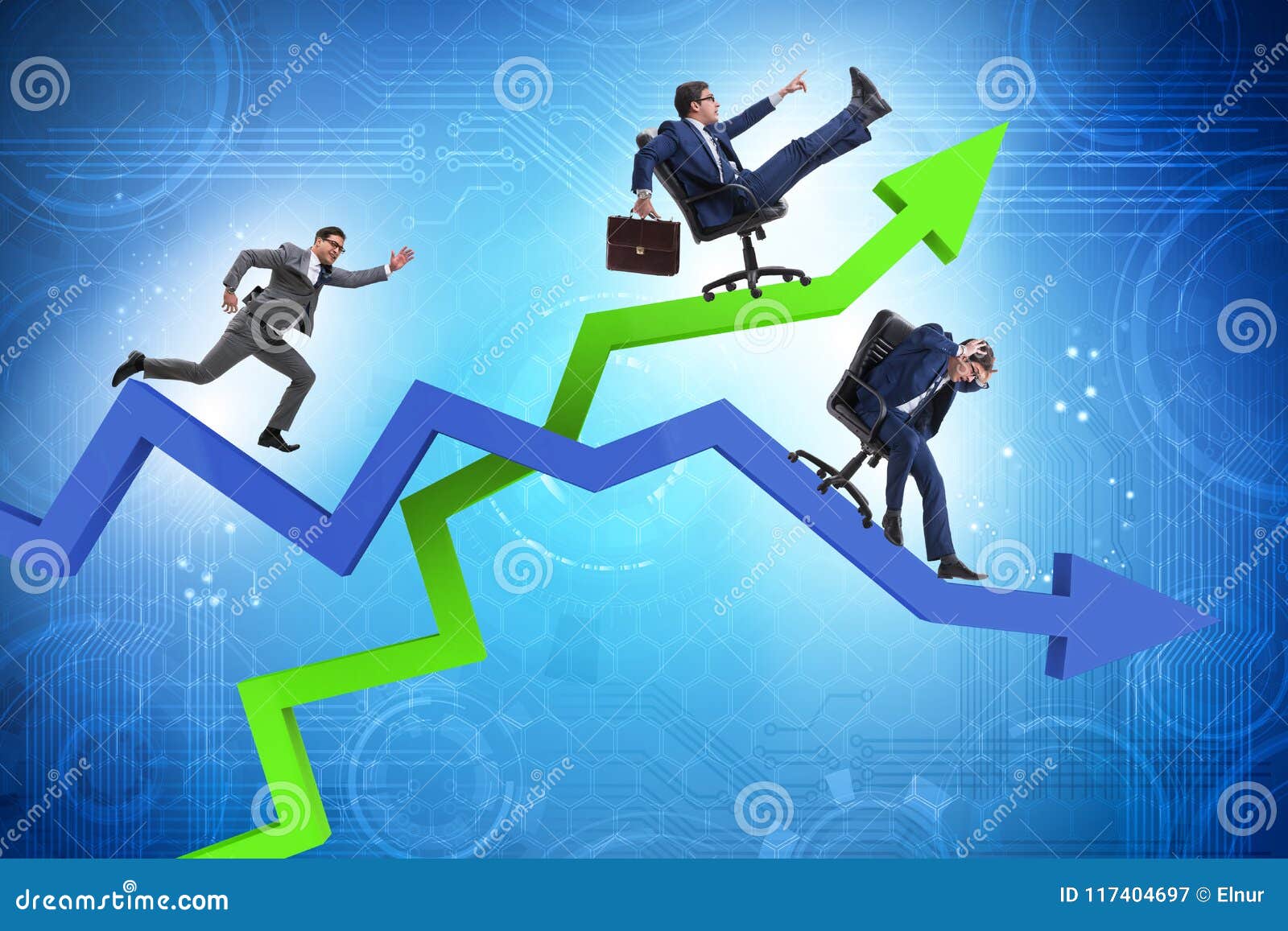 The Growth and Decline Concept with Businessmen Stock Image - Image of ...