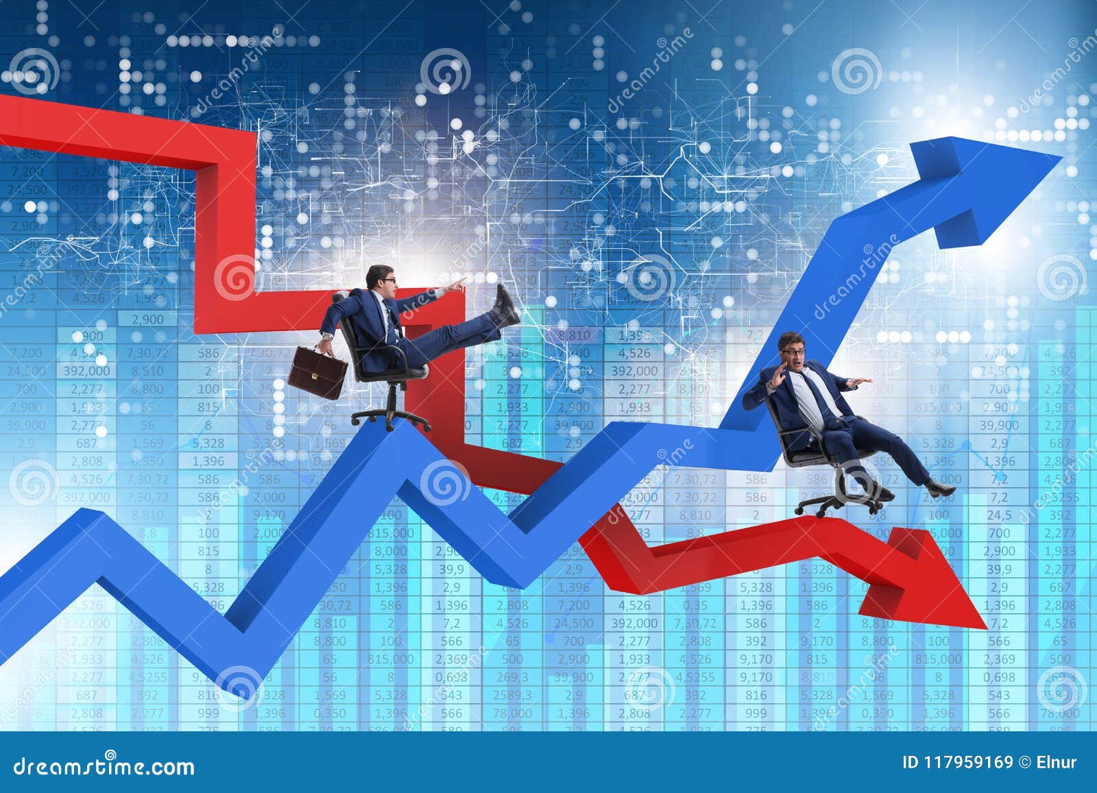 The Growth and Decline Concept with Businessmen Stock Image - Image of ...