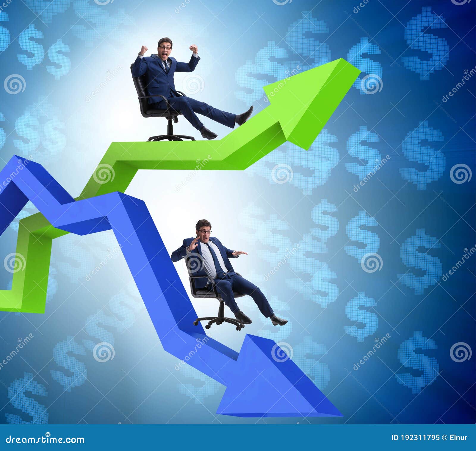 Growth and Decline Concept with Businessmen Stock Image - Image of ...