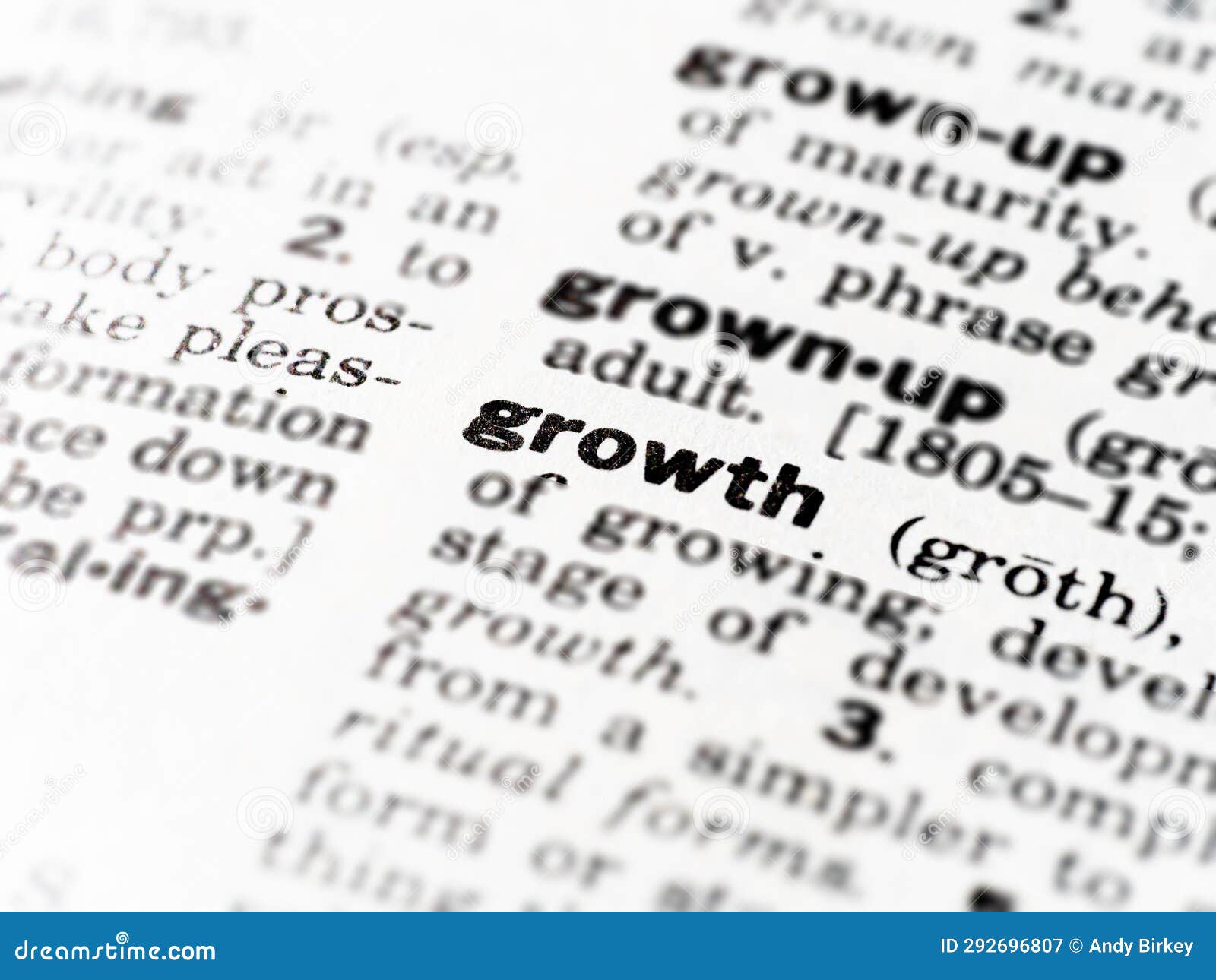 Closeup of the Word Growth from the Dictionary Stock Image - Image of ...