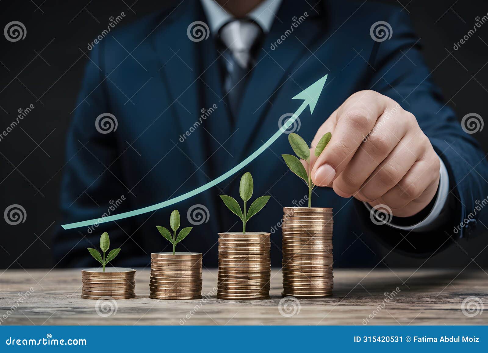 Growth Development Illustrated through Increasing Profits Graph Concept ...