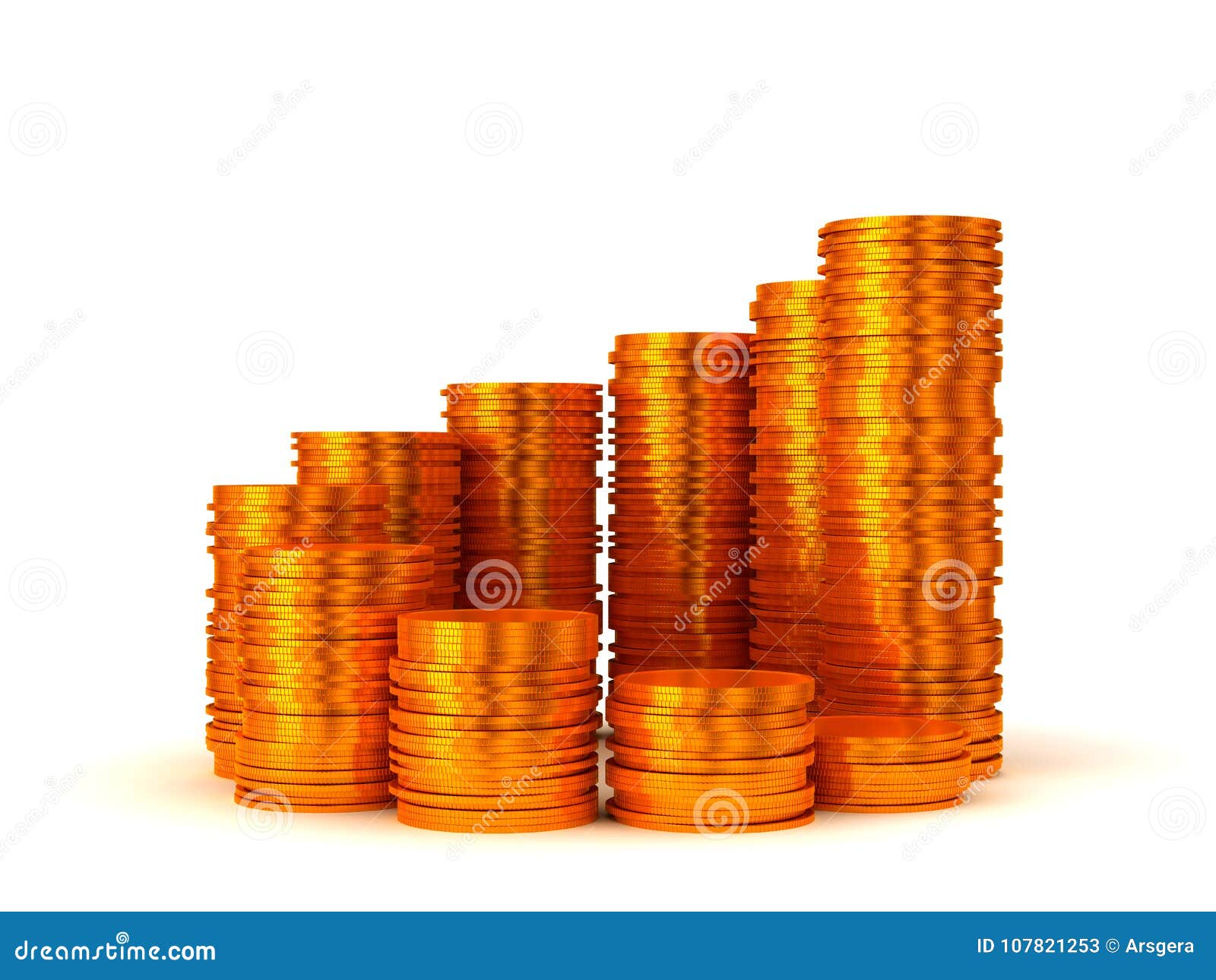 Growth: Golden Coins Stacks Spiral Shape Stock Image - Image of graph ...