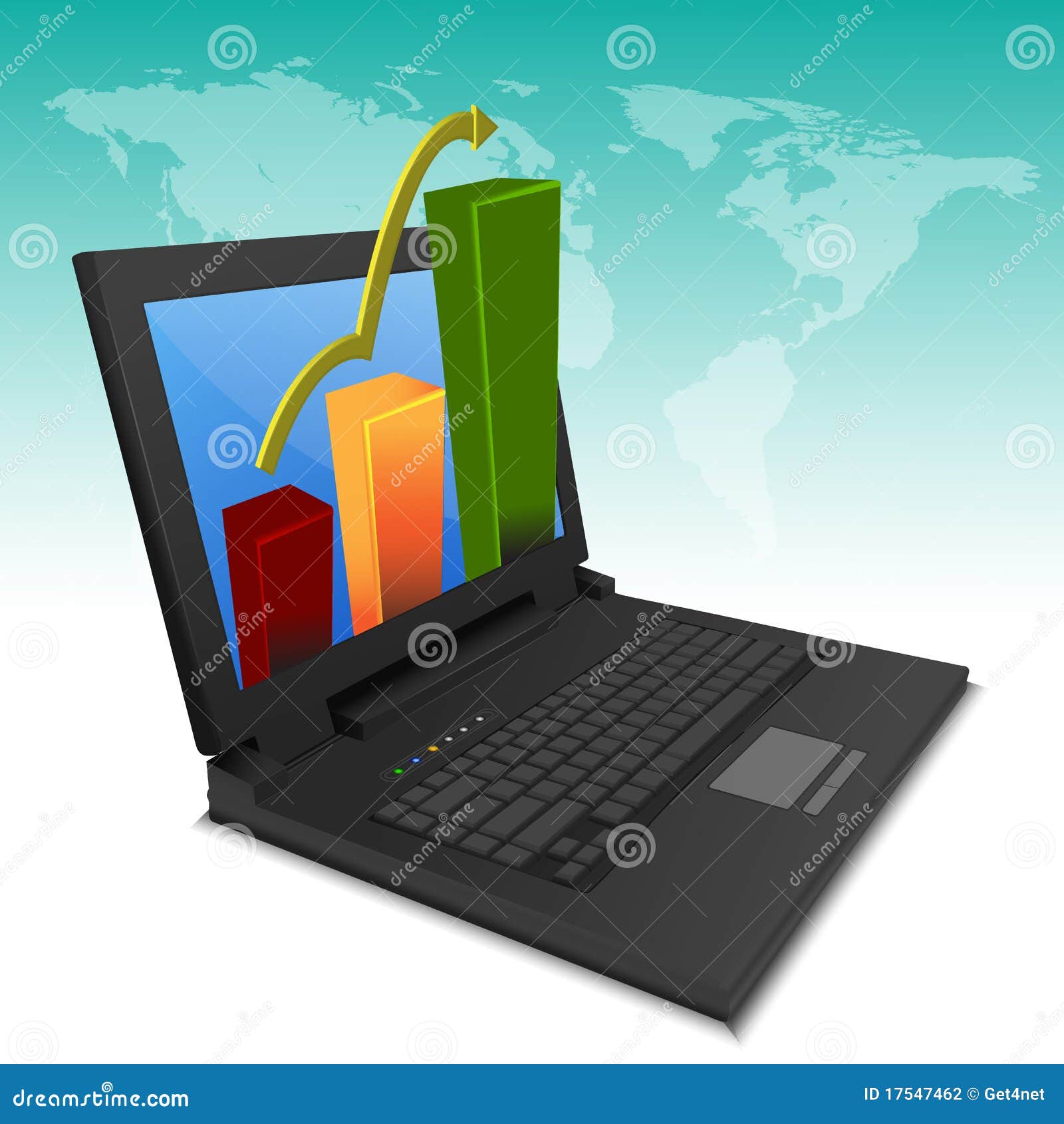 Growth Graph Chart On Laptop Vector Illustration | CartoonDealer.com ...